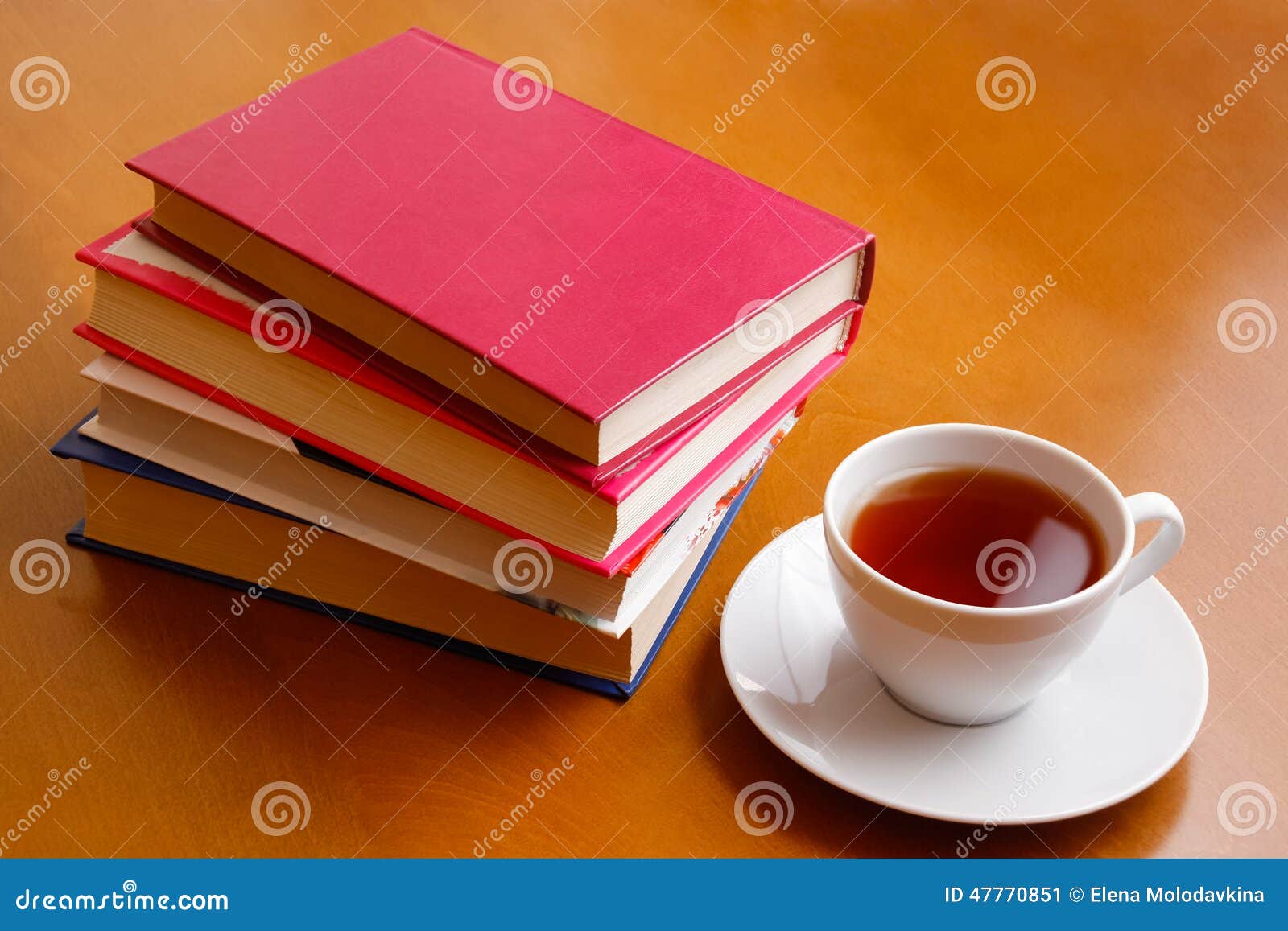Cup of Tea and Stack of Books Stock Image - Image of learn, table: 47770851