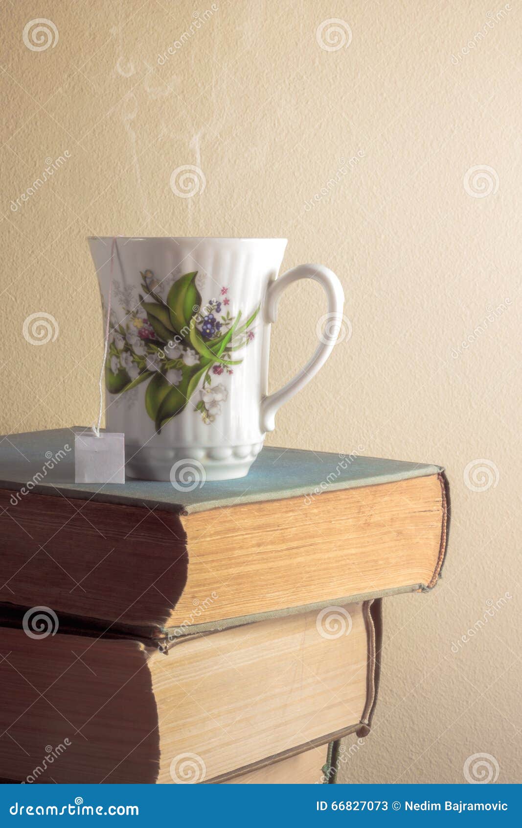 Cup of Tea on Stack of Old Books Stock Image - Image of reading, herbal ...
