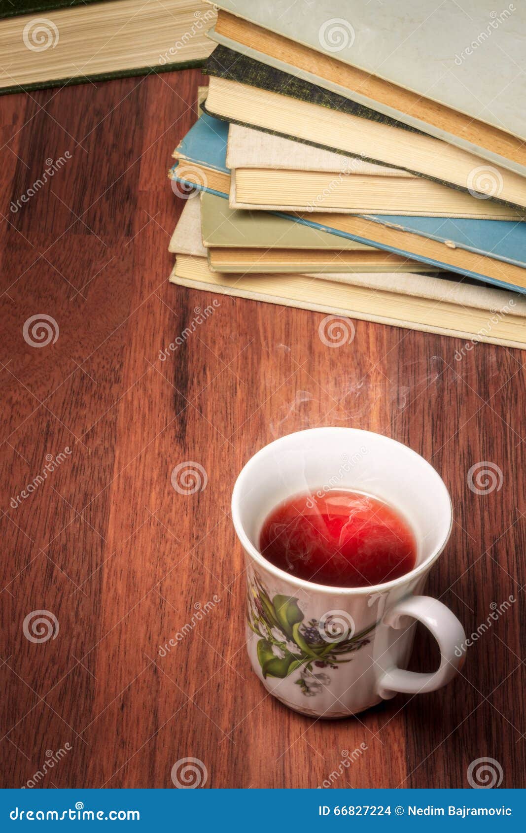Cup of Tea with Stack of Old Books Stock Photo - Image of space ...