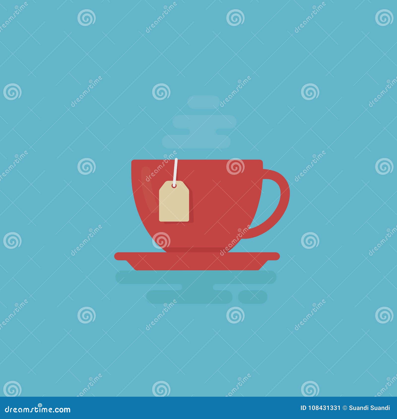 Cup of Tea with Steam Illustration. Tea Time Concept. Flat Design of ...