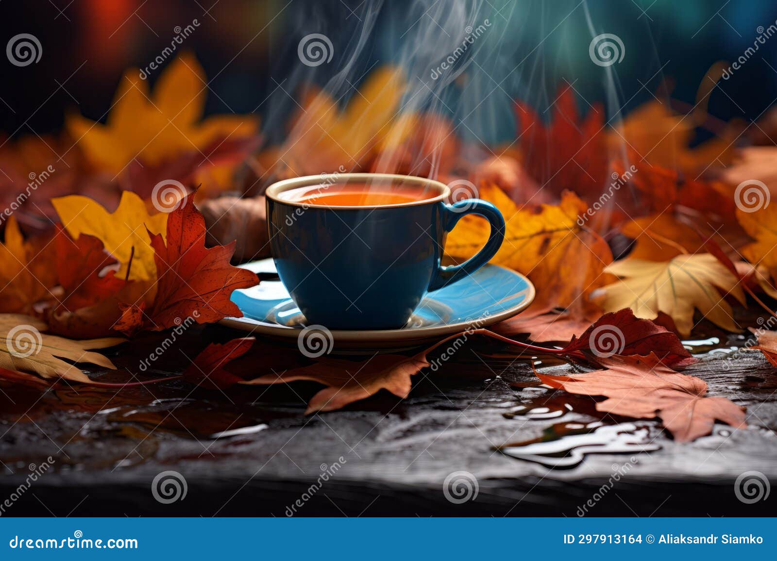 A Cup of Tea with Steam and Leaves Stock Photo - Image of drink, nature ...