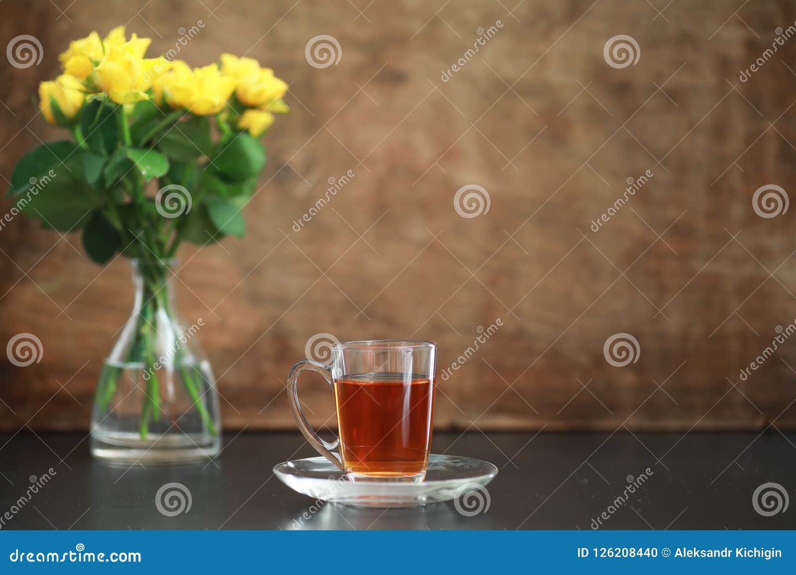A Cup with Tea on the Table Stock Photo - Image of orchid, decoration ...