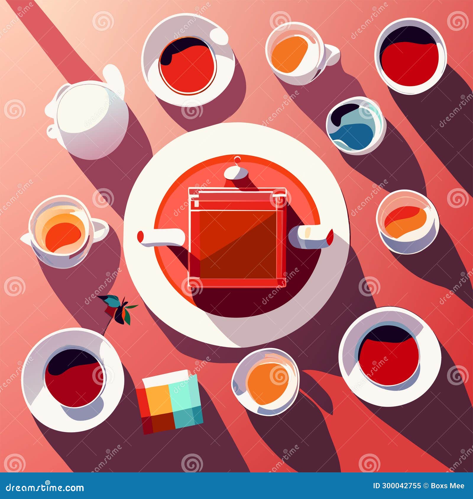 Cup of Tea on the Table. Top View. Vector Illustration Stock Vector ...