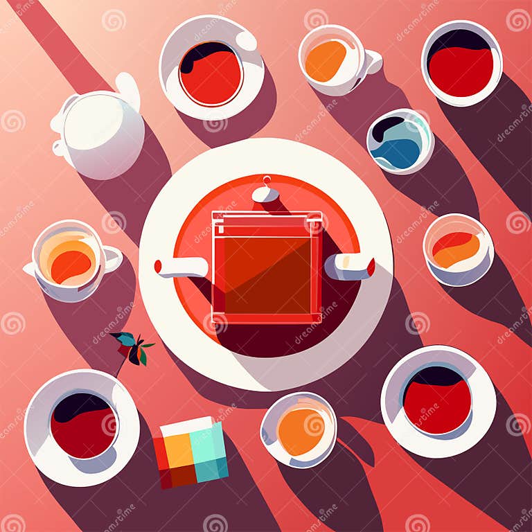 Cup of Tea on the Table. Top View. Vector Illustration Stock Vector ...