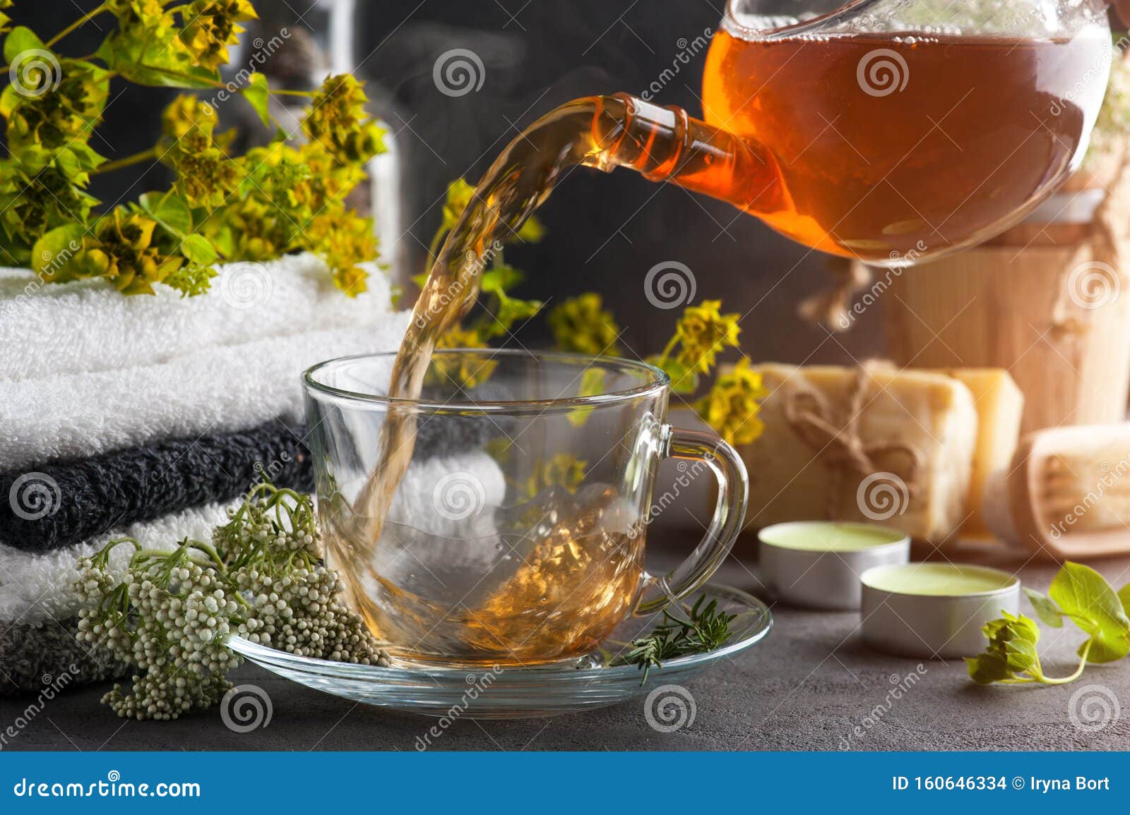 Cup of tea and teapot stock photo. Image of body, massage - 160646334