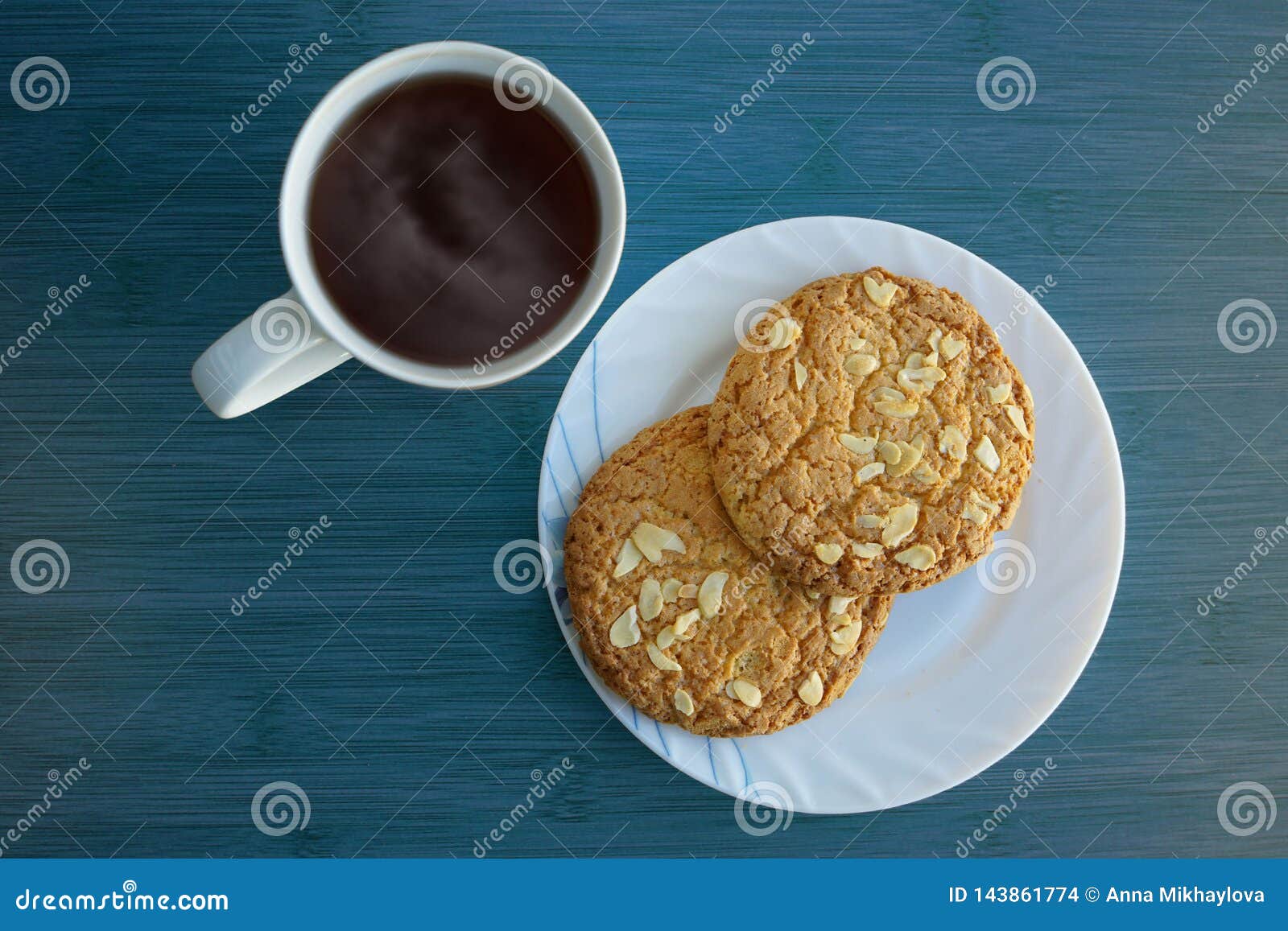 A Cup of Tea and Two Cookies. Stock Photo - Image of brown, plate ...