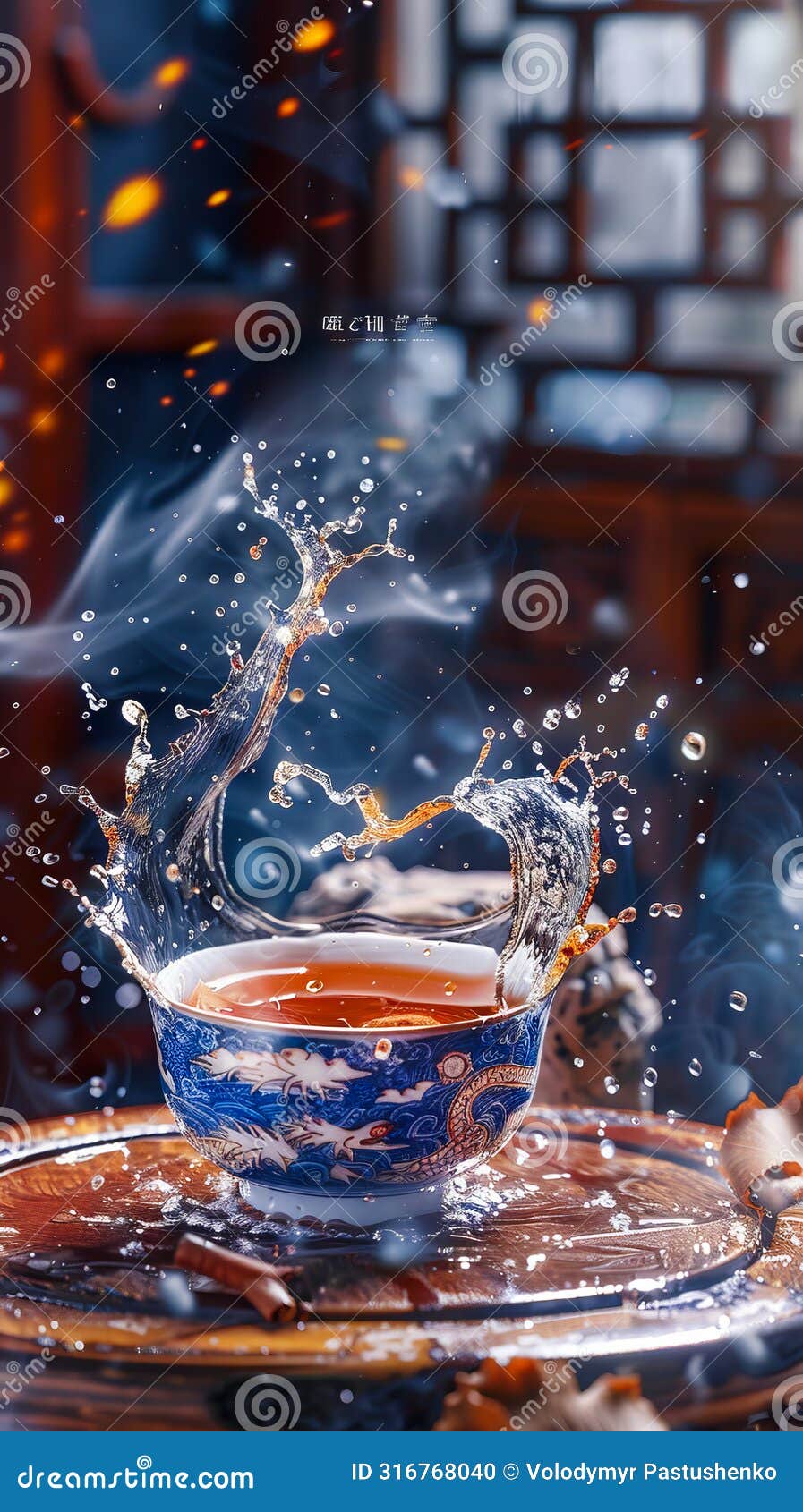 A Cup of Tea with Water Splashing Out of it Stock Photo - Image of ...