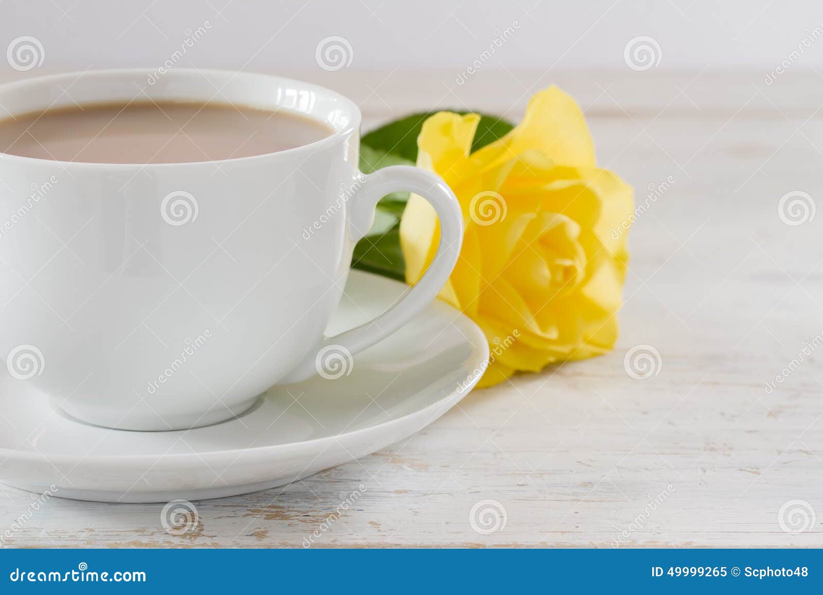Cup of Tea with a Yellow Rose Stock Image - Image of fashioned, healthy ...