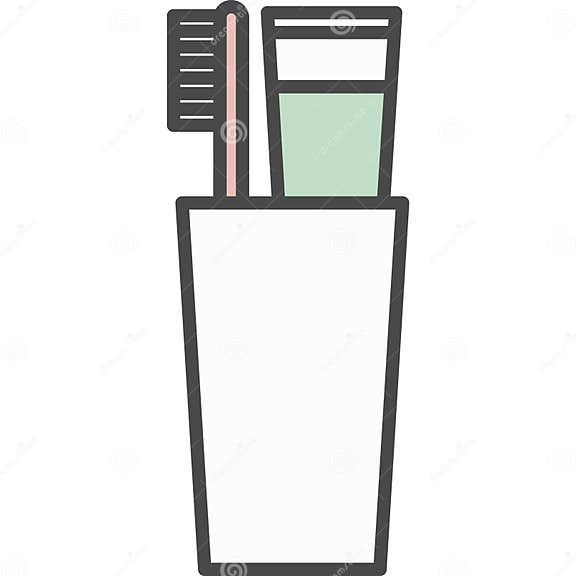 Cup with Toothbrush and Toothpaste Vector Icon Stock Vector ...
