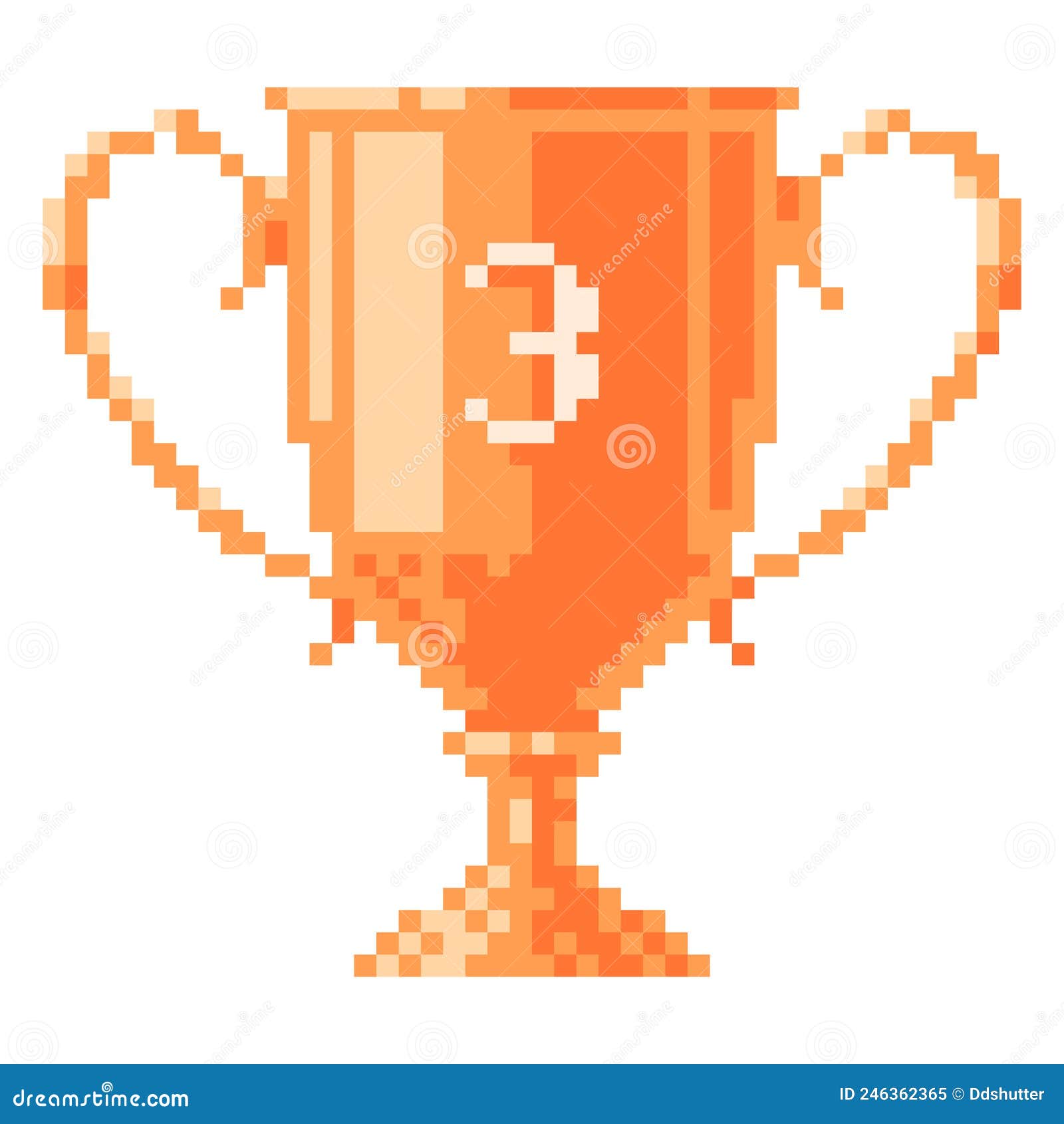 Bronze Cup, Third Place Trophy 8-bit Pixel Graphics Icon. Pixel Art ...
