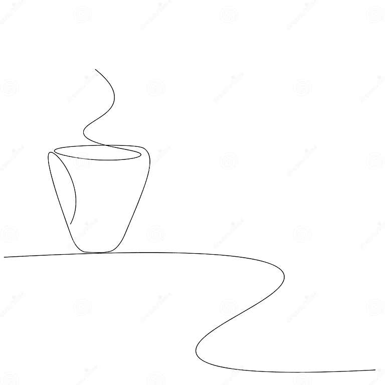 Cup on White Background Line Drawing Vector Stock Vector - Illustration ...