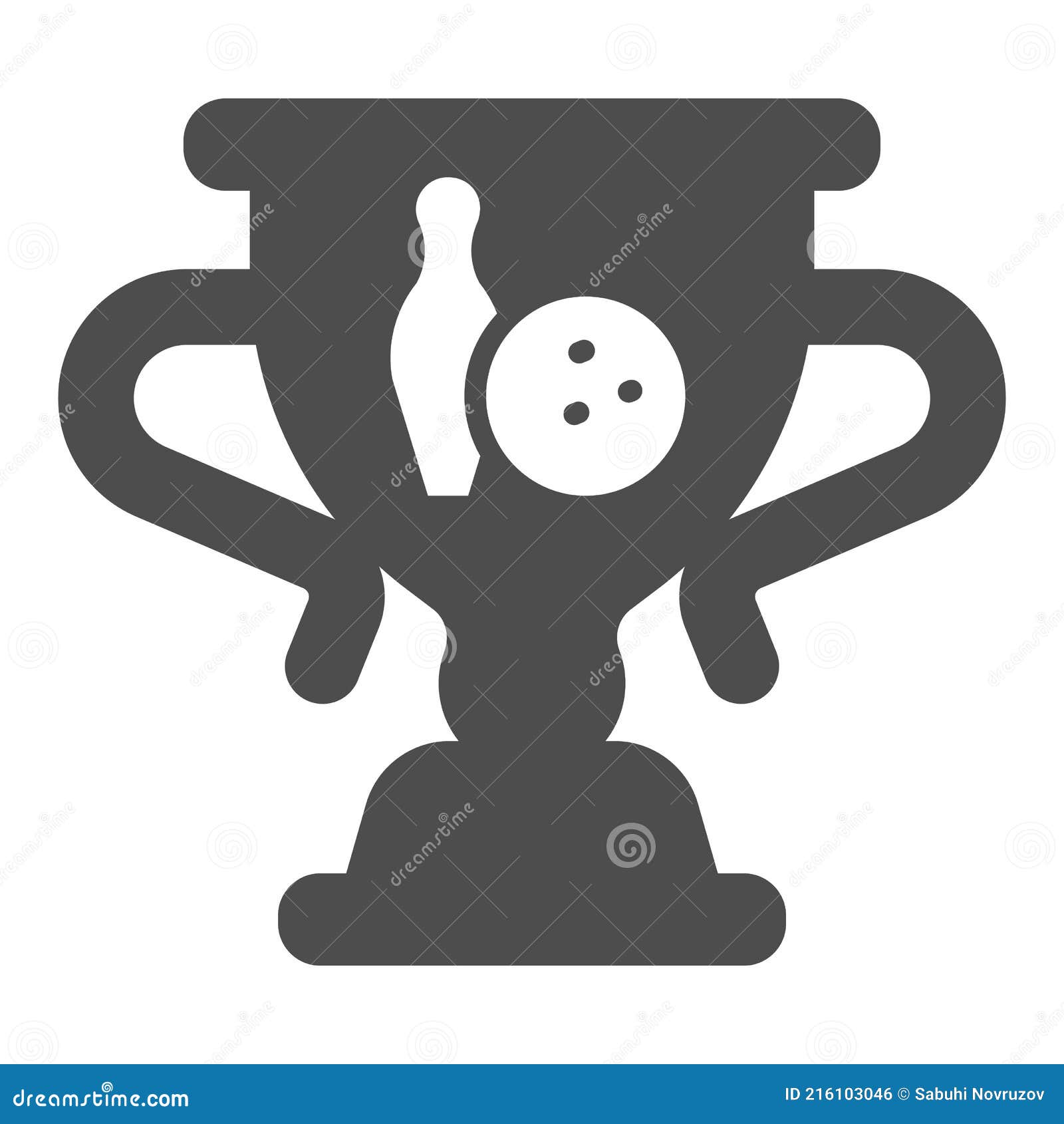 Cup of Winner in Bowling Solid Icon, Bowling Concept, Trophy Cup Sign ...