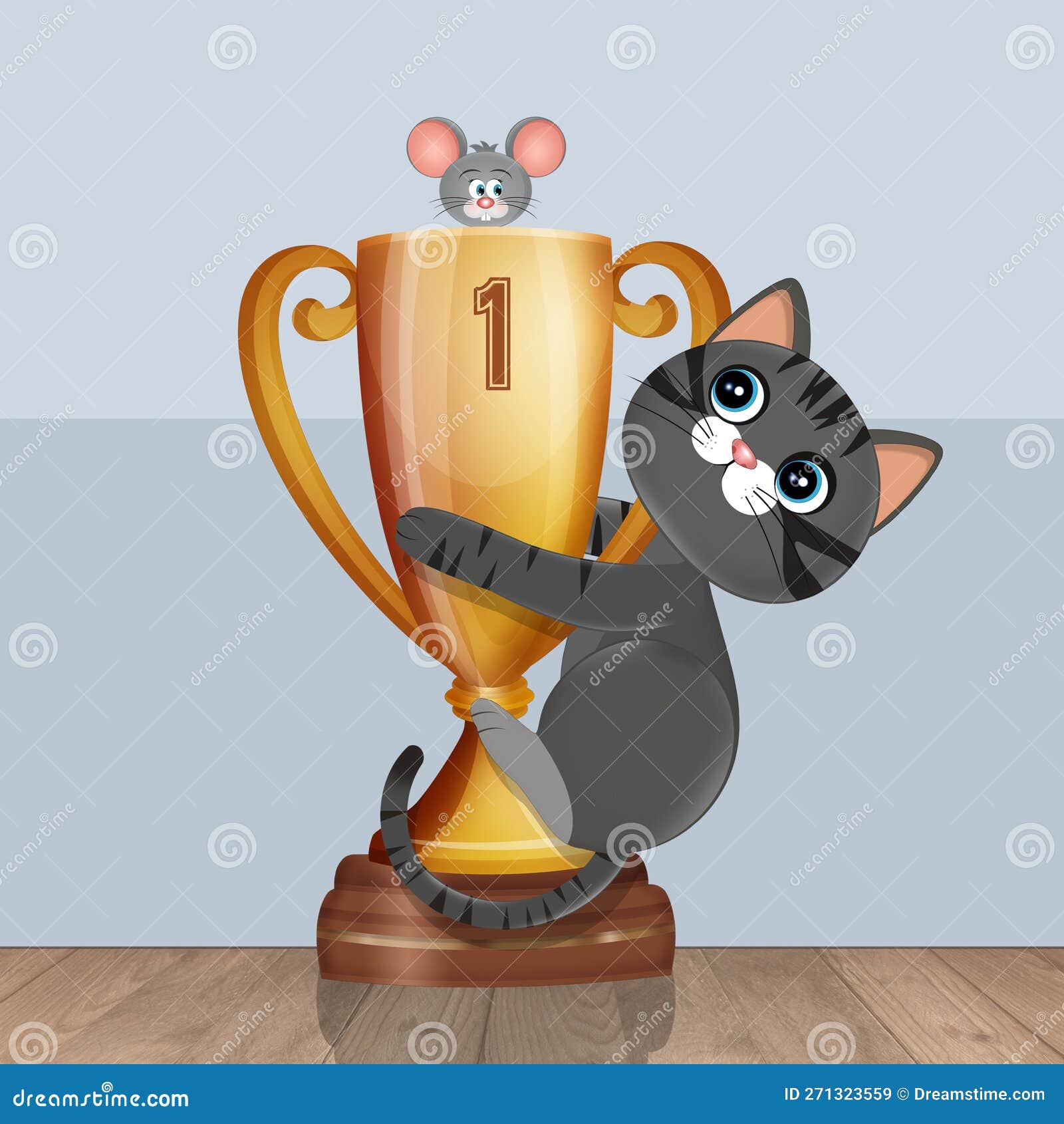 Cup Winner Champion Cat Illustration Stock Illustration - Illustration ...