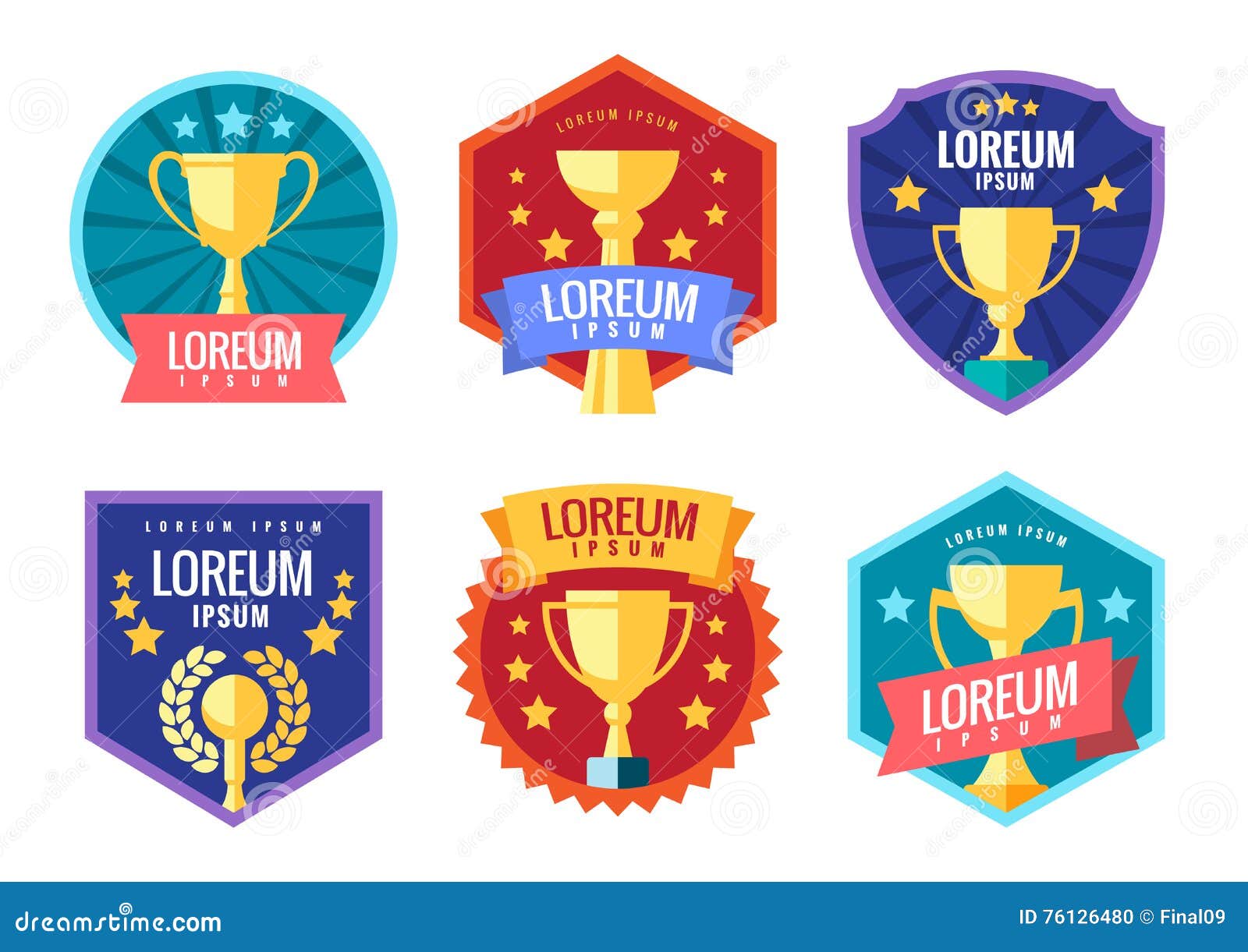 Cup Winner Logo. Emblems Set Stock Vector - Illustration of goblet ...