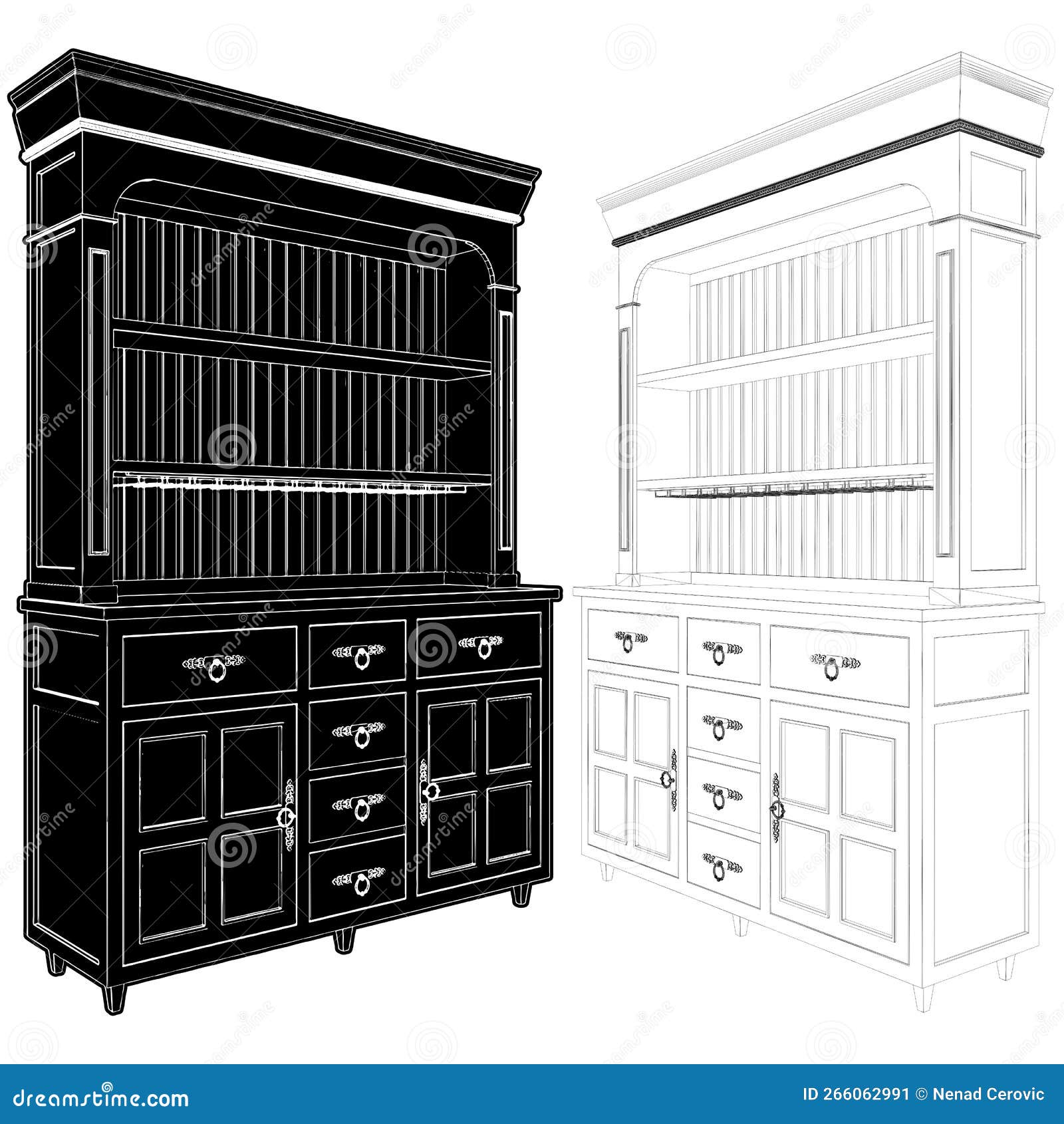 Cupboard Sideboard Buffet Vector. Illustration Isolated on White ...