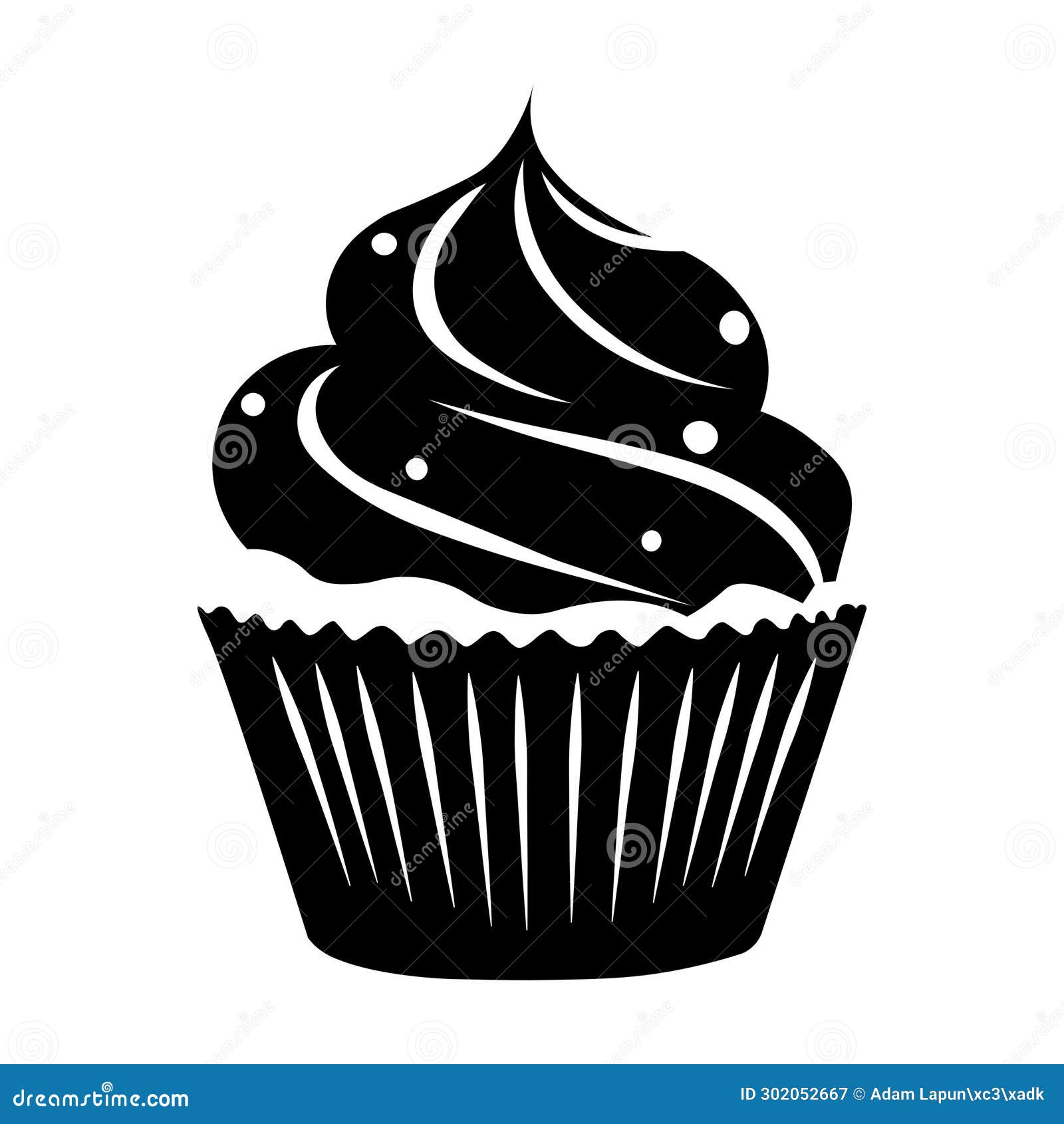 Cupcake Black Vector Icon on White Background Stock Vector ...