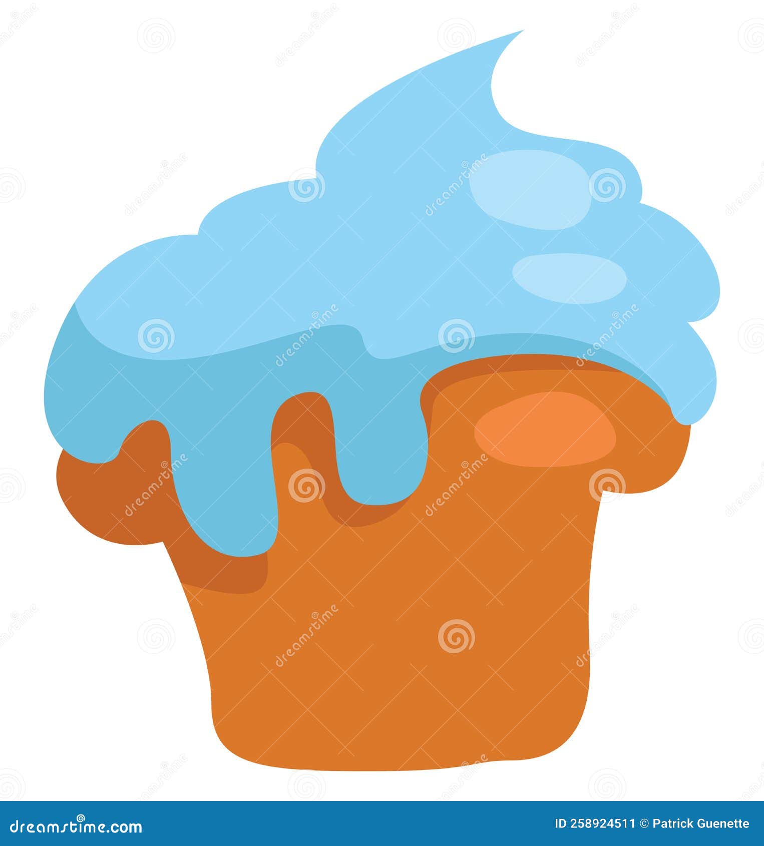 Cupcake with Blue Icing, Icon Stock Vector - Illustration of happy ...