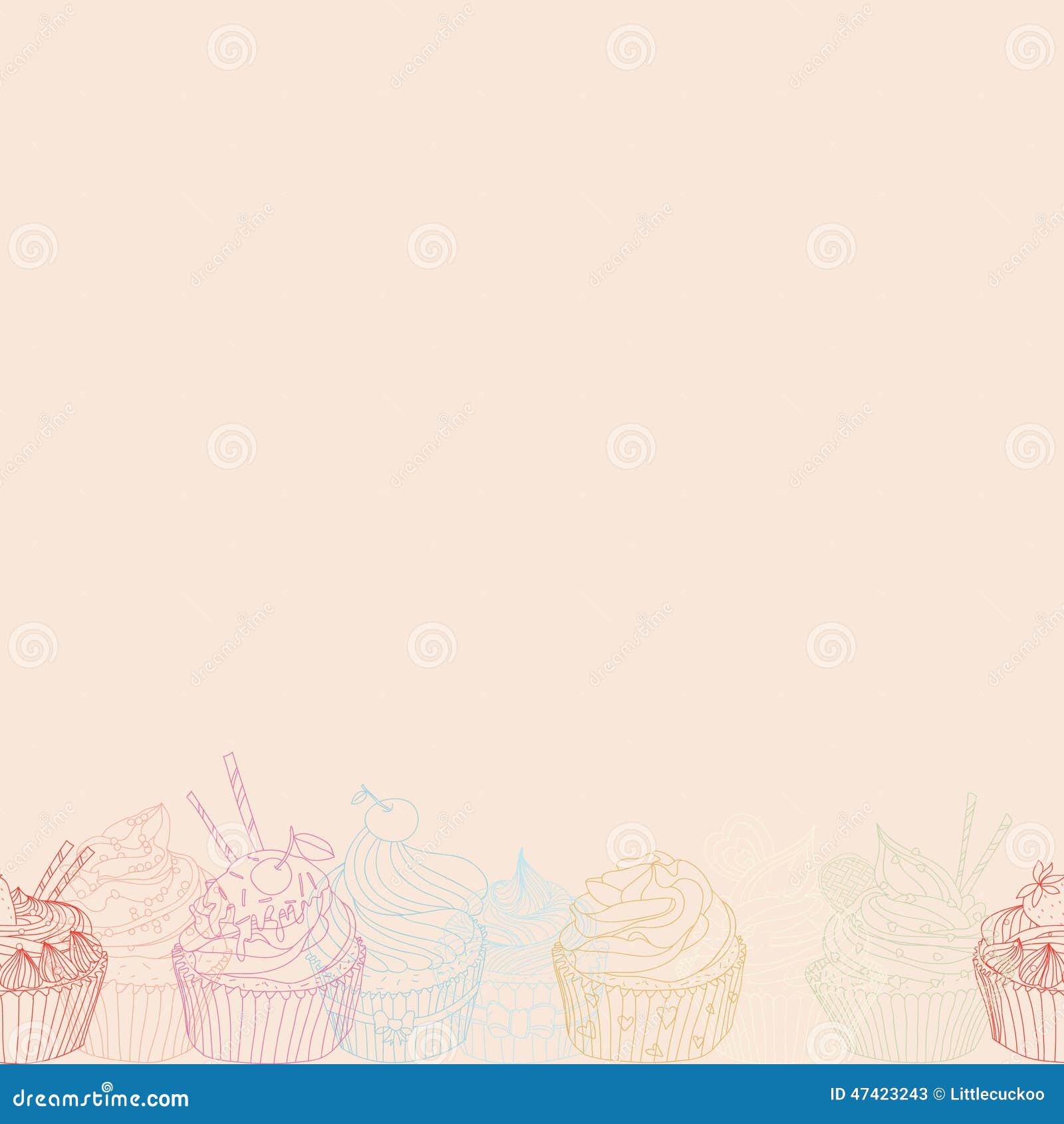 Cupcake border pattern stock vector. Illustration of collection - 47423243