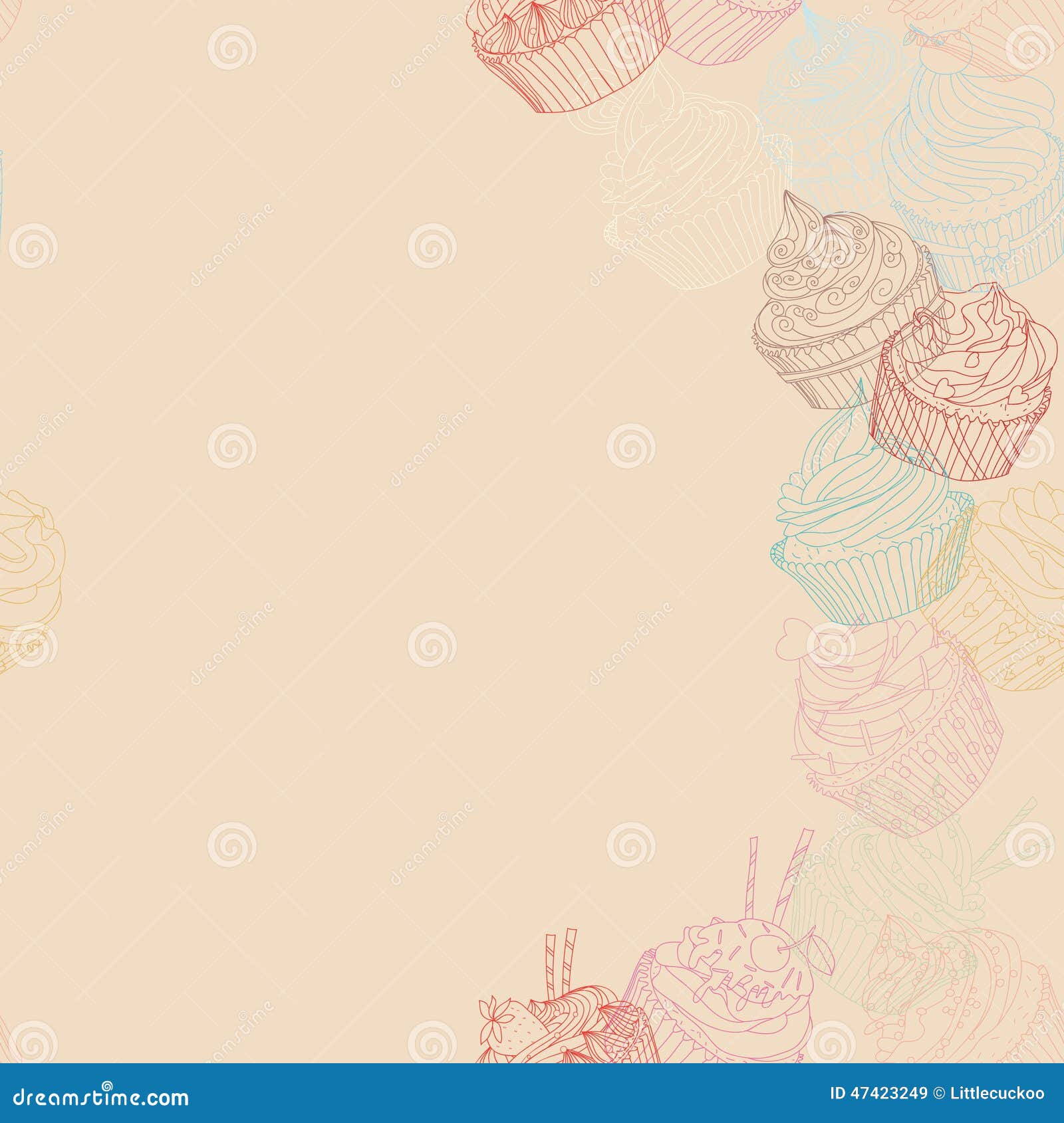 Cupcake border pattern stock vector. Illustration of fruit - 47423249