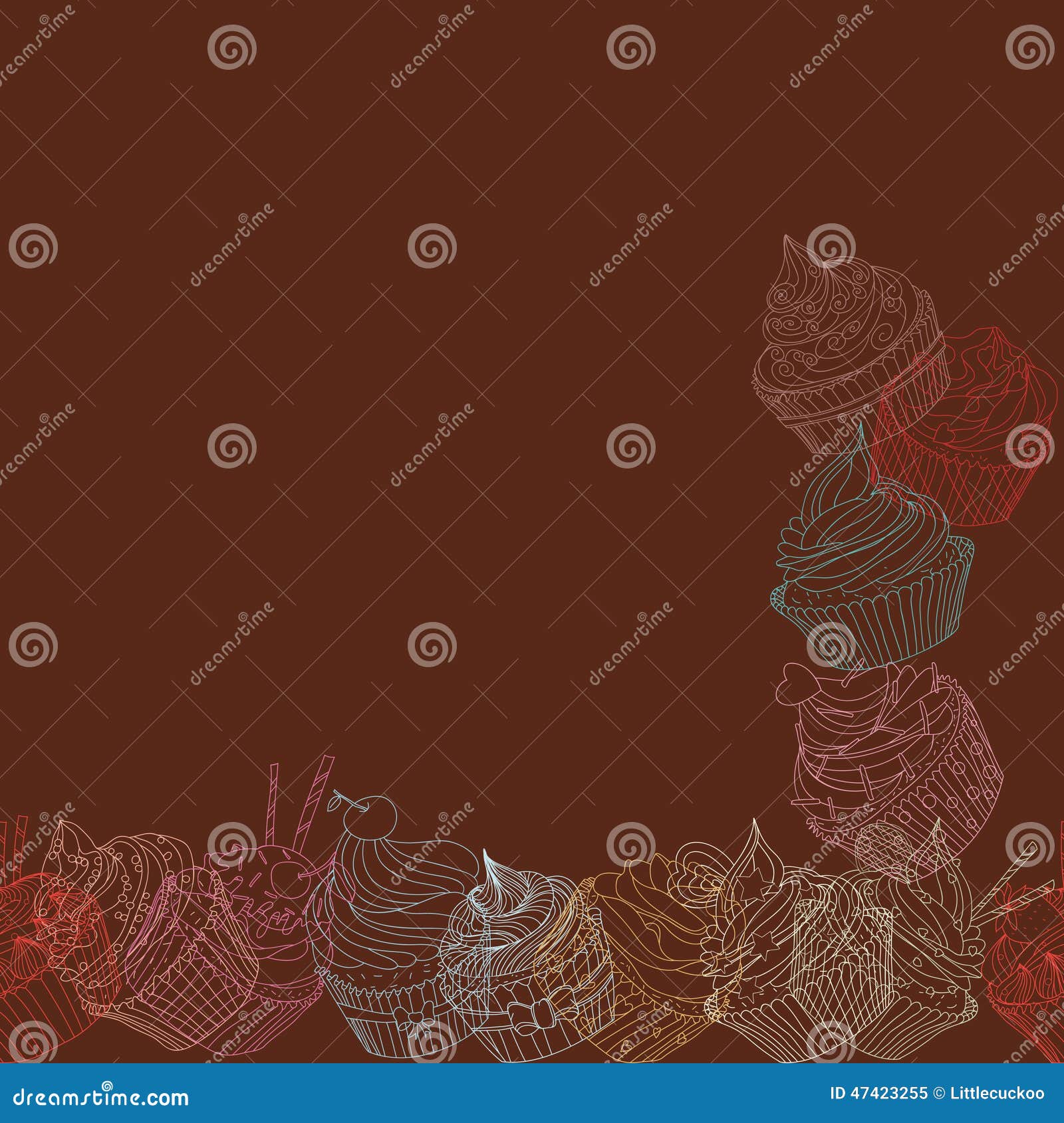 Cupcake border pattern stock vector. Illustration of cookie - 47423255