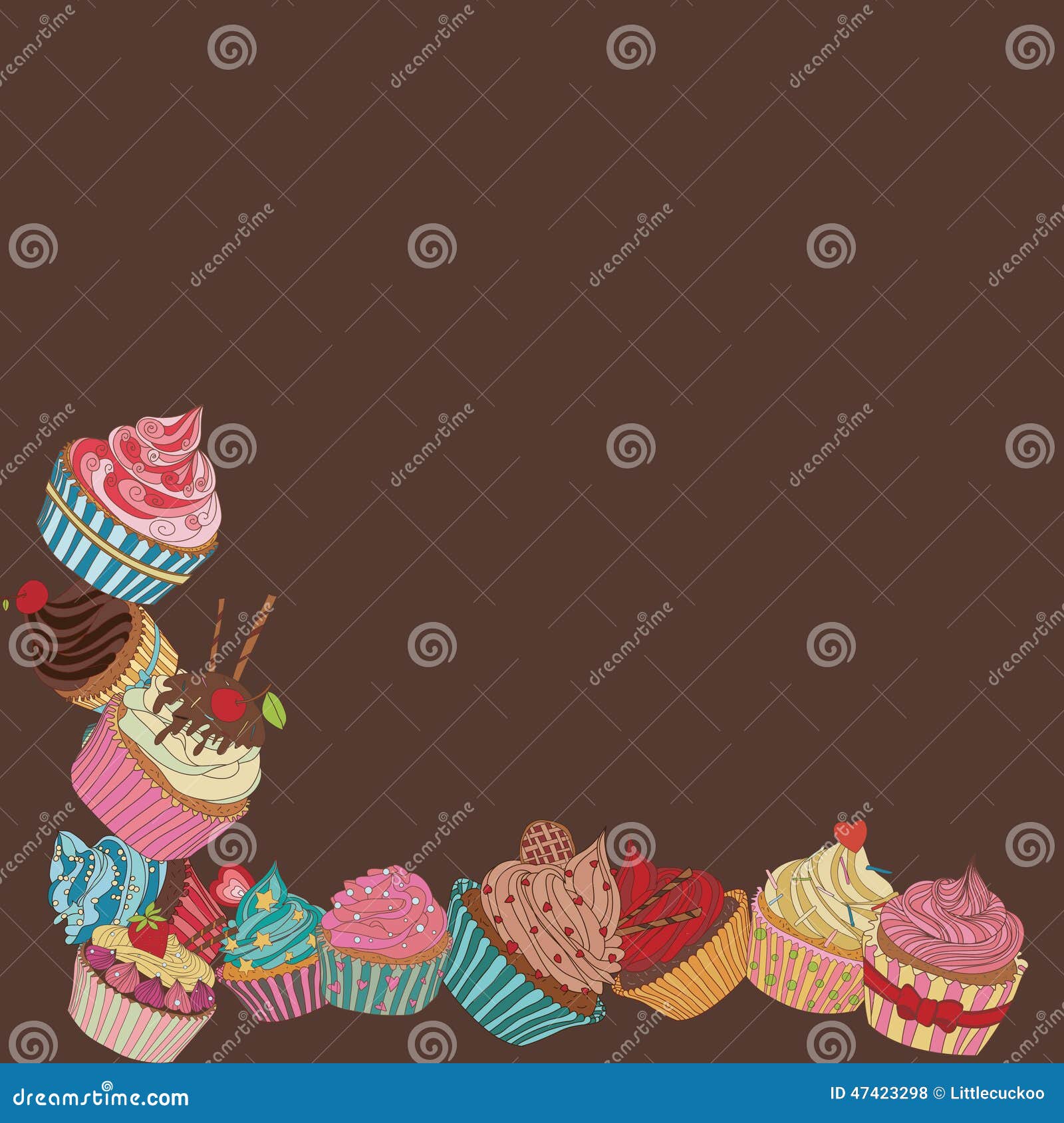 Cupcake border pattern stock vector. Illustration of heart - 47423298