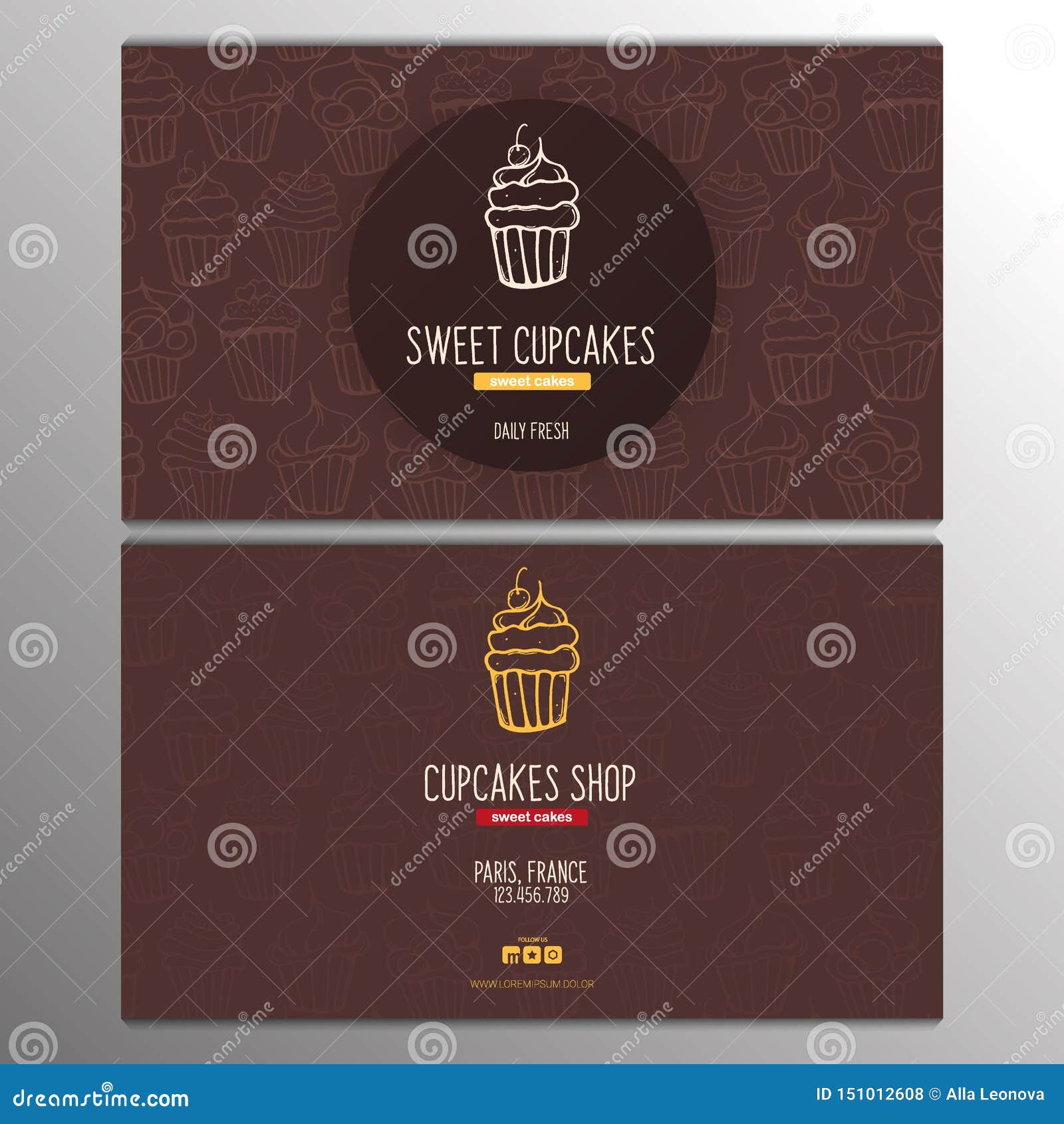 Cupcake or Cake Business Card Template for Bakery or Pastry. Stock ...