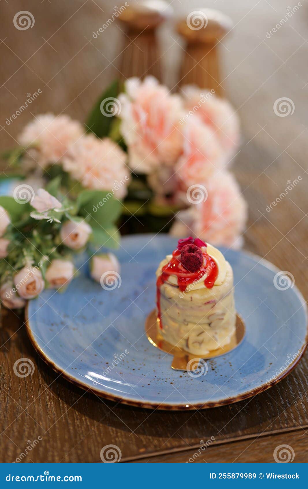 Cupcake Cake with Flower Design on a Plate Stock Image - Image of ...