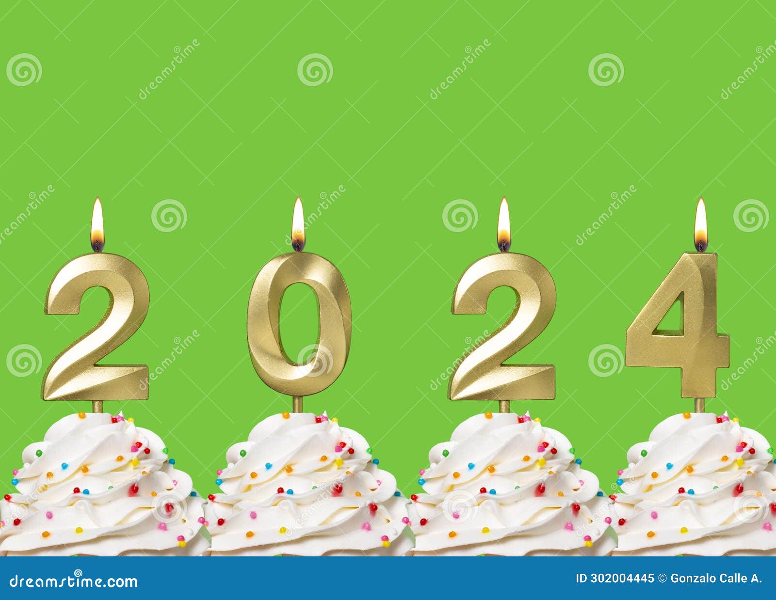 Cupcake With Candles Forming Number 2024 For Happy New Year New Year