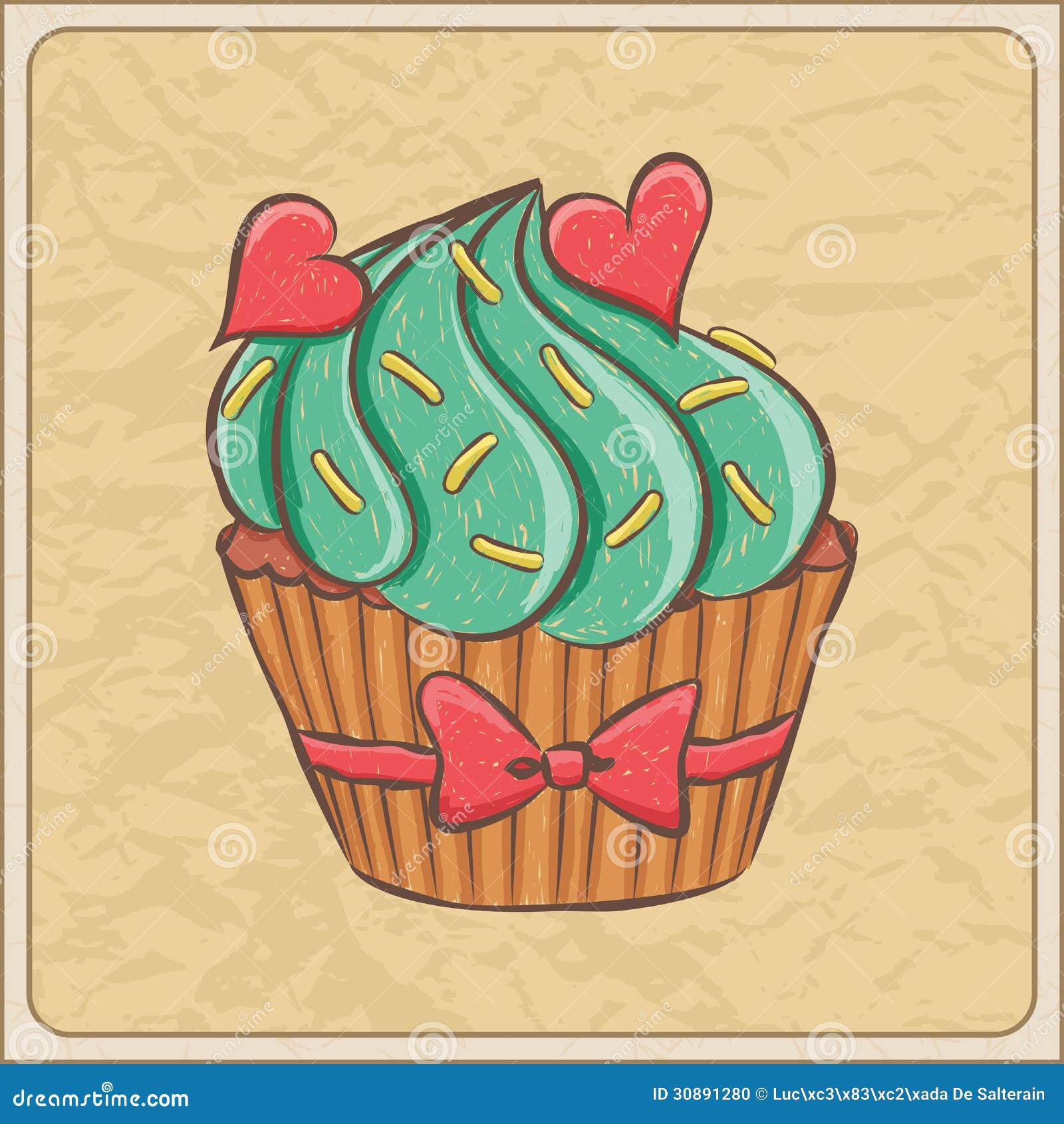 Cupcake Card stock vector. Illustration of birthday, heart - 30891280