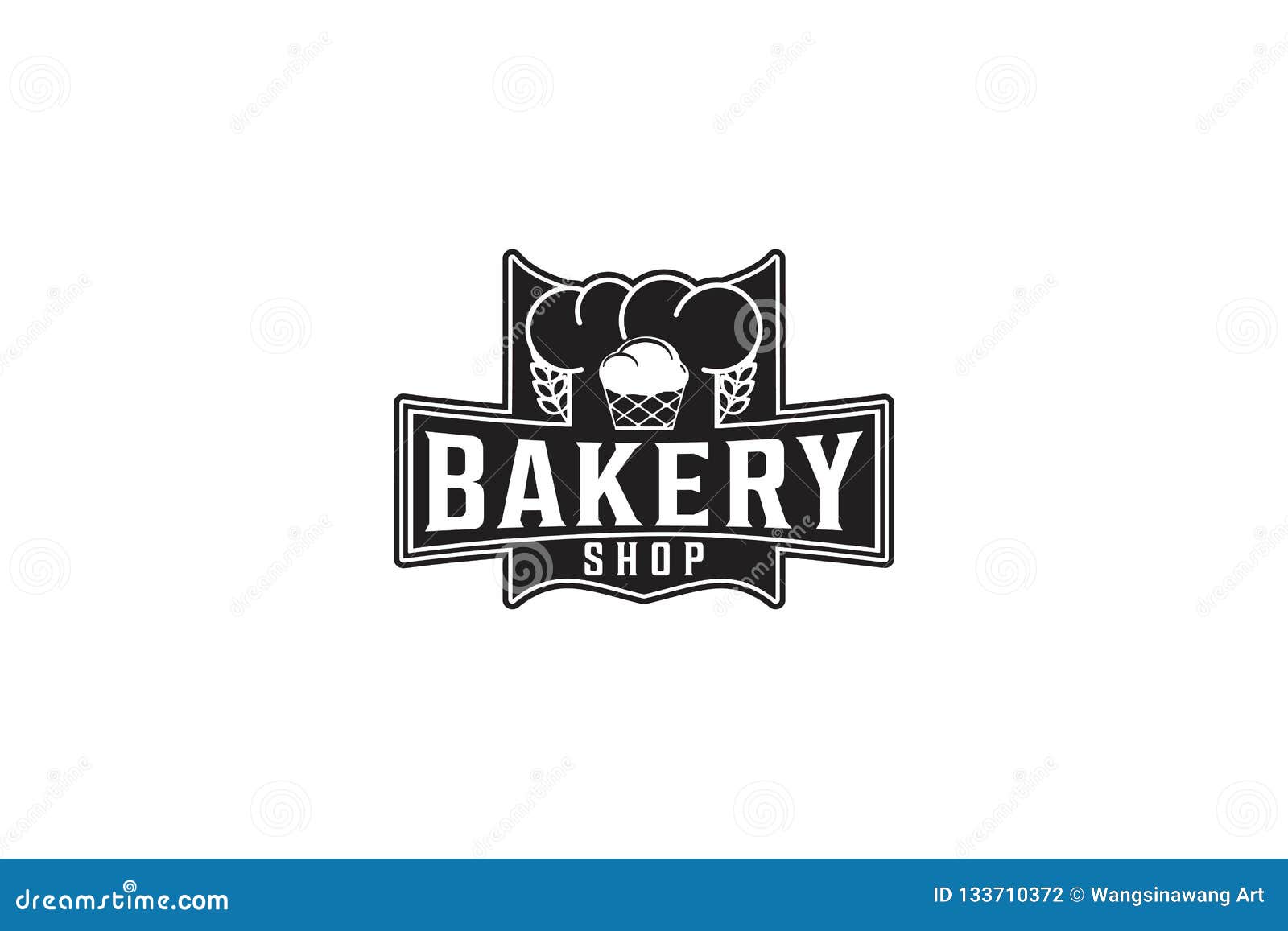 Cupcake, Chef Hat, Wheat, Bakery Logo. Stock Illustration ...