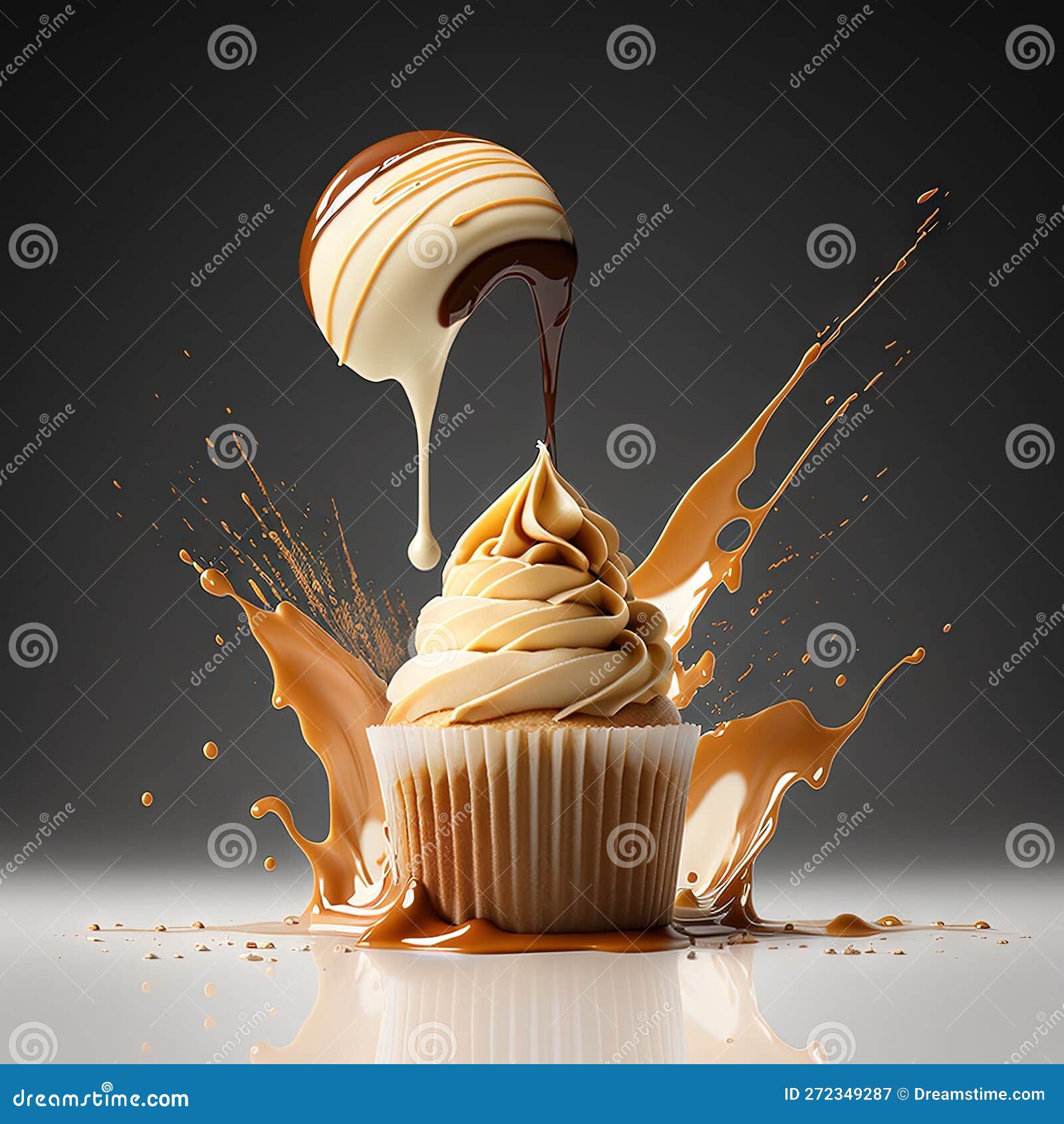 A Cupcake with a Chocolate Drizzle on Top of it Stock Illustration ...