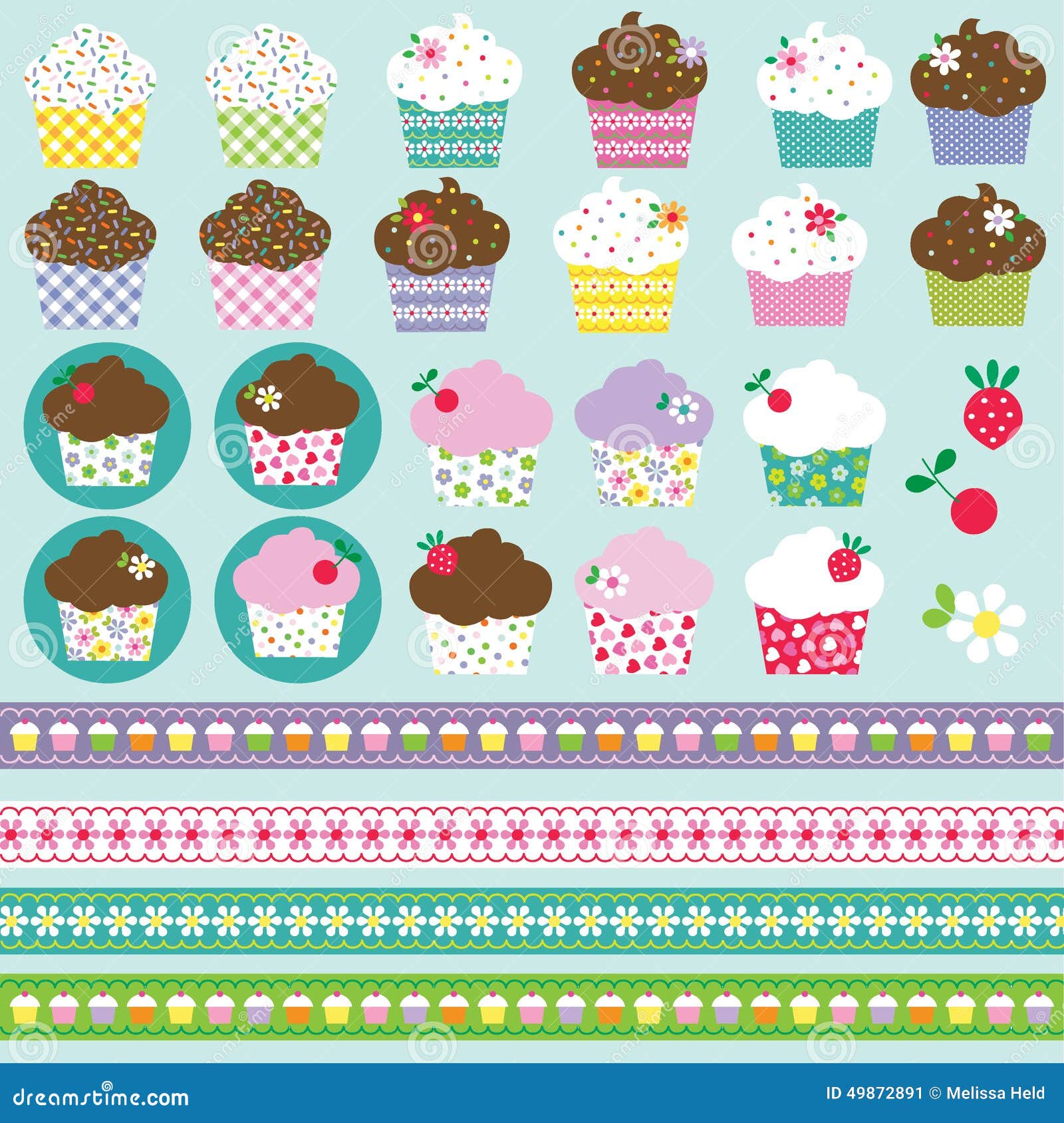 Cupcake clipart stock illustration. Illustration of strawberry - 49872891