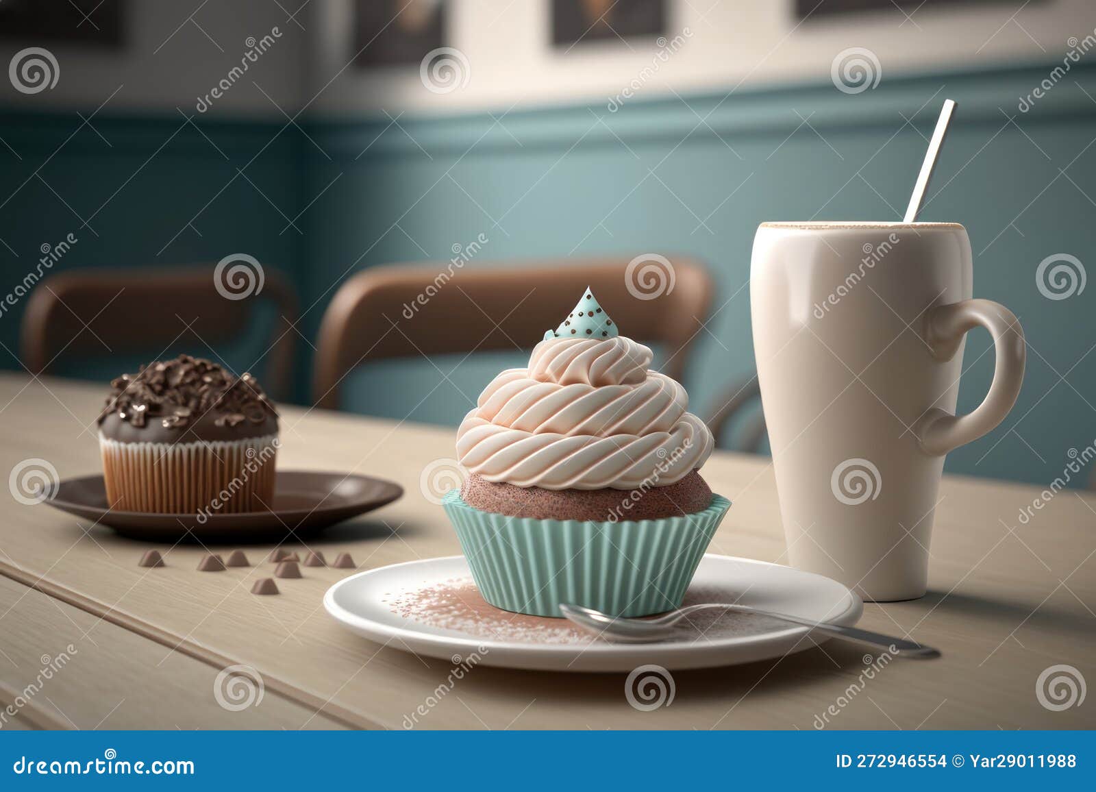 Cupcake and Coffee on the Table in the Cafe. AI Generative Stock ...