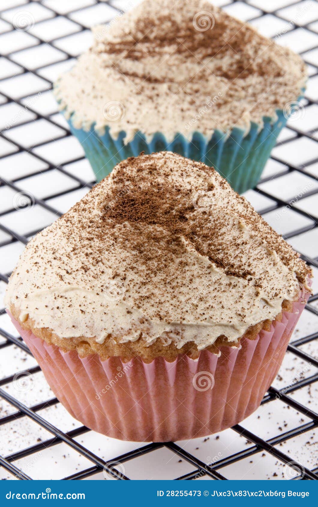 Cupcake with Cream and Coffee Powder Stock Image - Image of shot, food ...