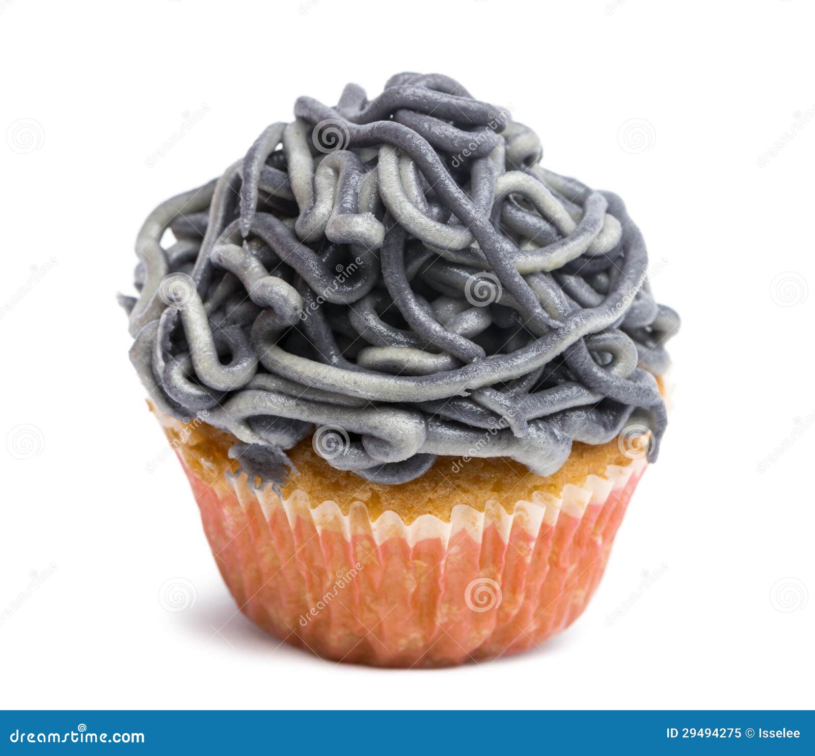 Cupcake with Gray Icing Against White Background Stock Image - Image of ...