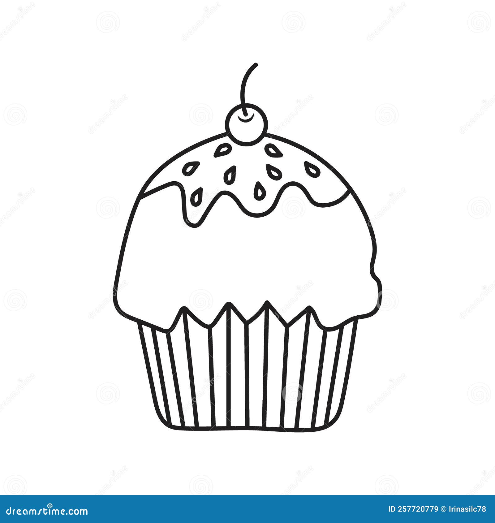 Cupcake in Hand Drawn Doodle Style Stock Vector - Illustration of ...