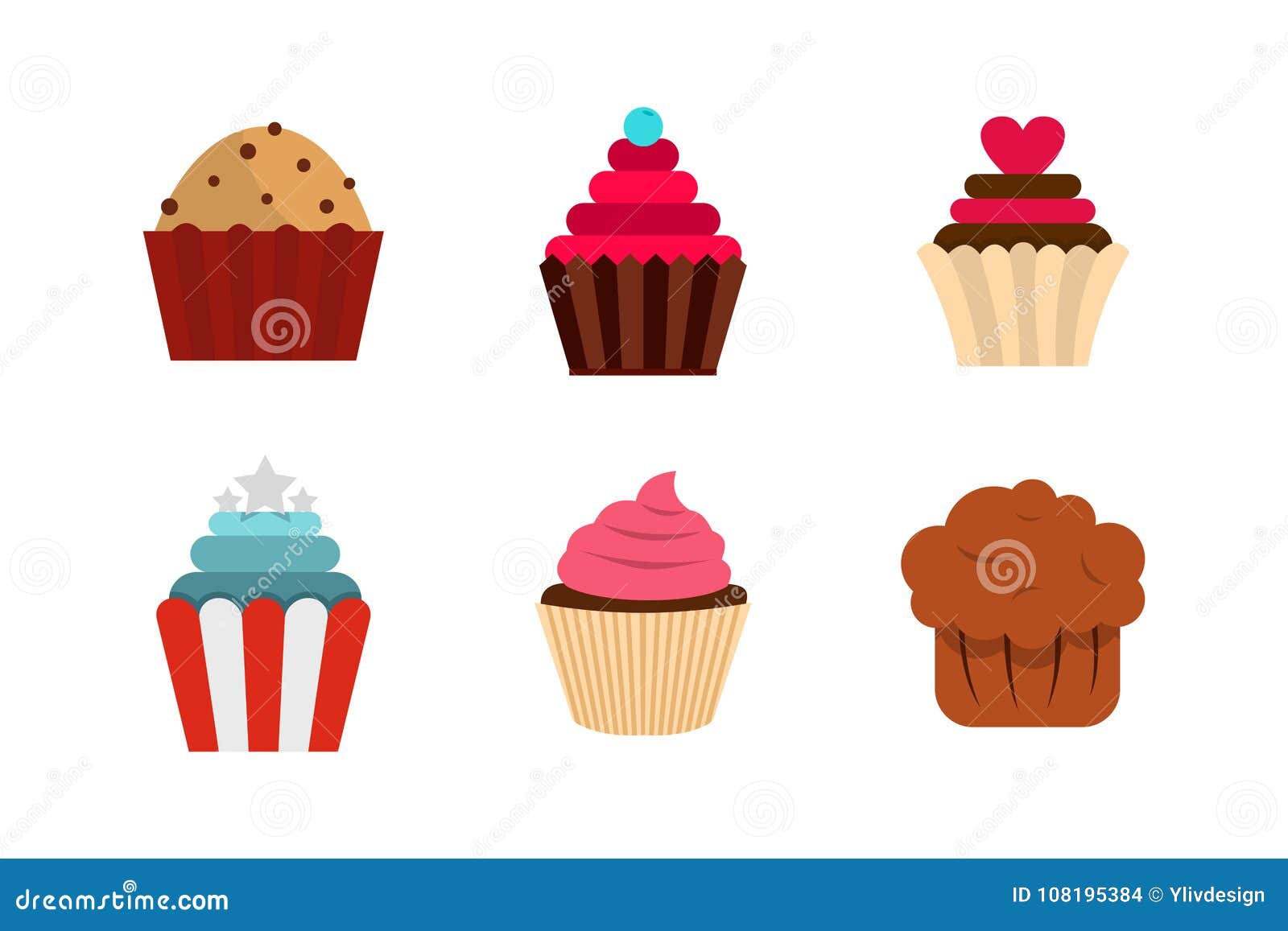 Cupcake Icon Set, Flat Style Stock Vector - Illustration of isolated ... Cupcake Icon Set, Flat Style Stock Vector - Illustration of isolated ...