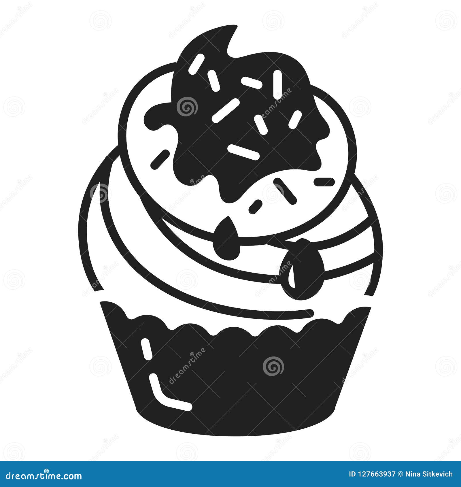 Cupcake icon, simple style stock vector. Illustration of decorated ...