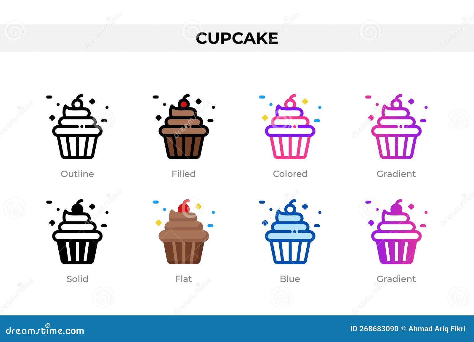 Cupcake Icons in Different Style. Cupcake Icons Set. Holiday Symbol ...