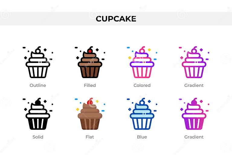 Cupcake Icons in Different Style. Cupcake Icons Set. Holiday Symbol ...