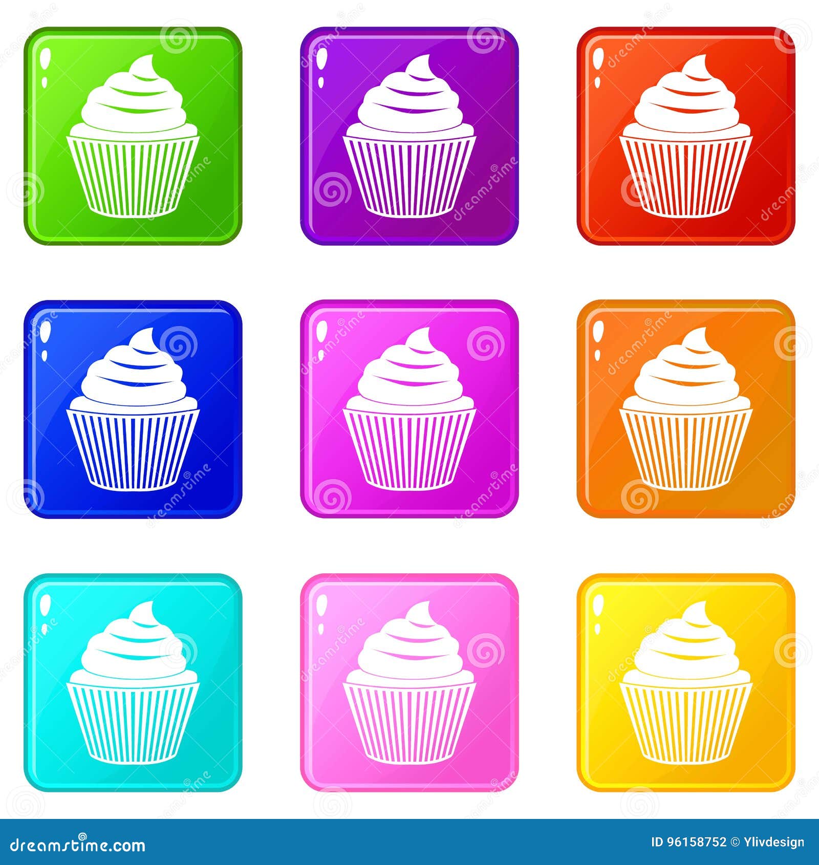 Cupcake icons 9 set stock vector. Illustration of home - 96158752