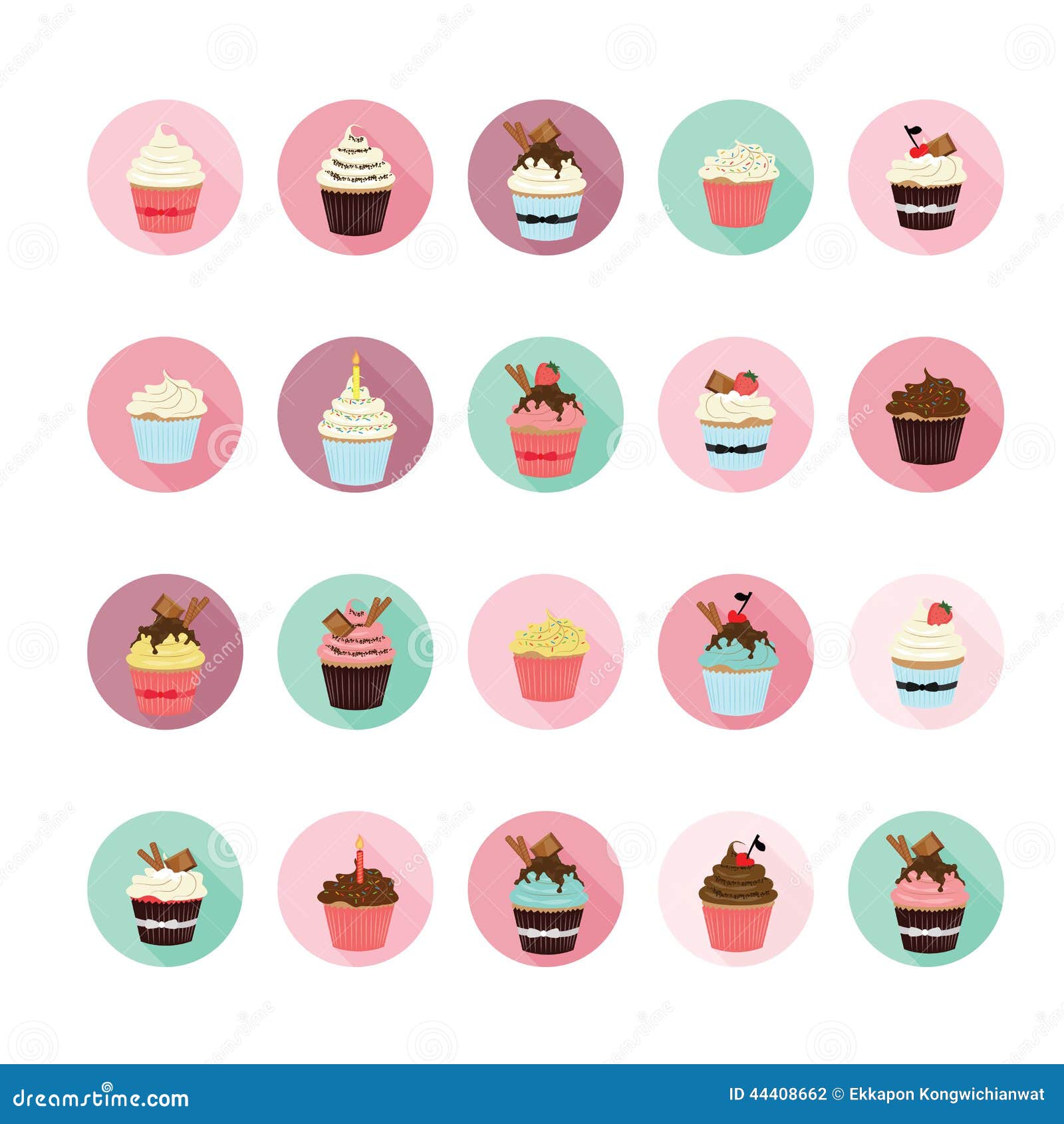 Cupcake icons set. stock illustration. Illustration of decor - 44408662