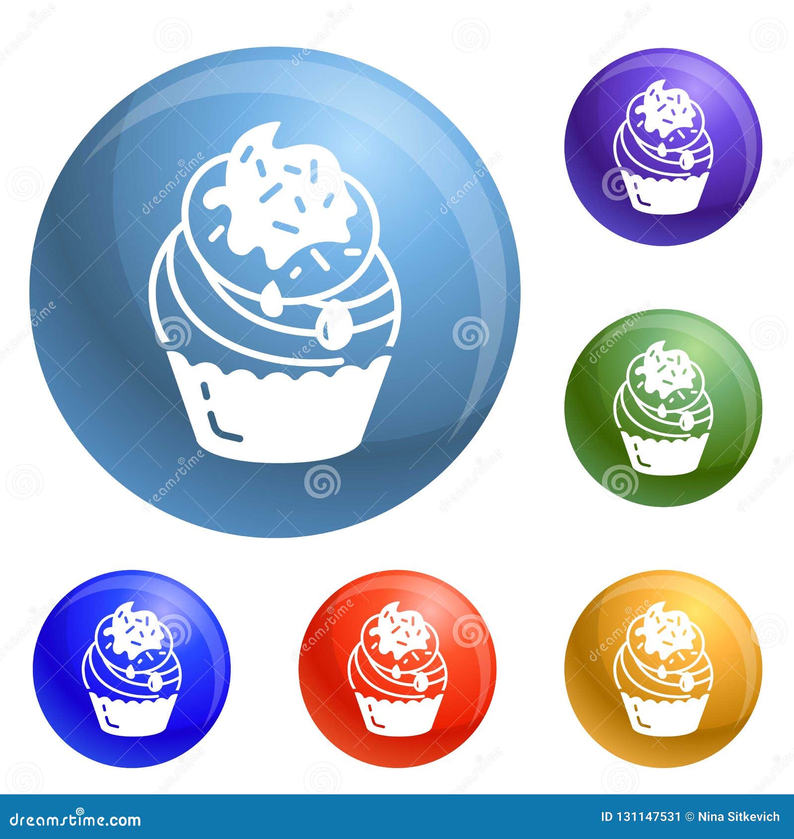 Cupcake icons set vector stock vector. Illustration of cake - 131147531