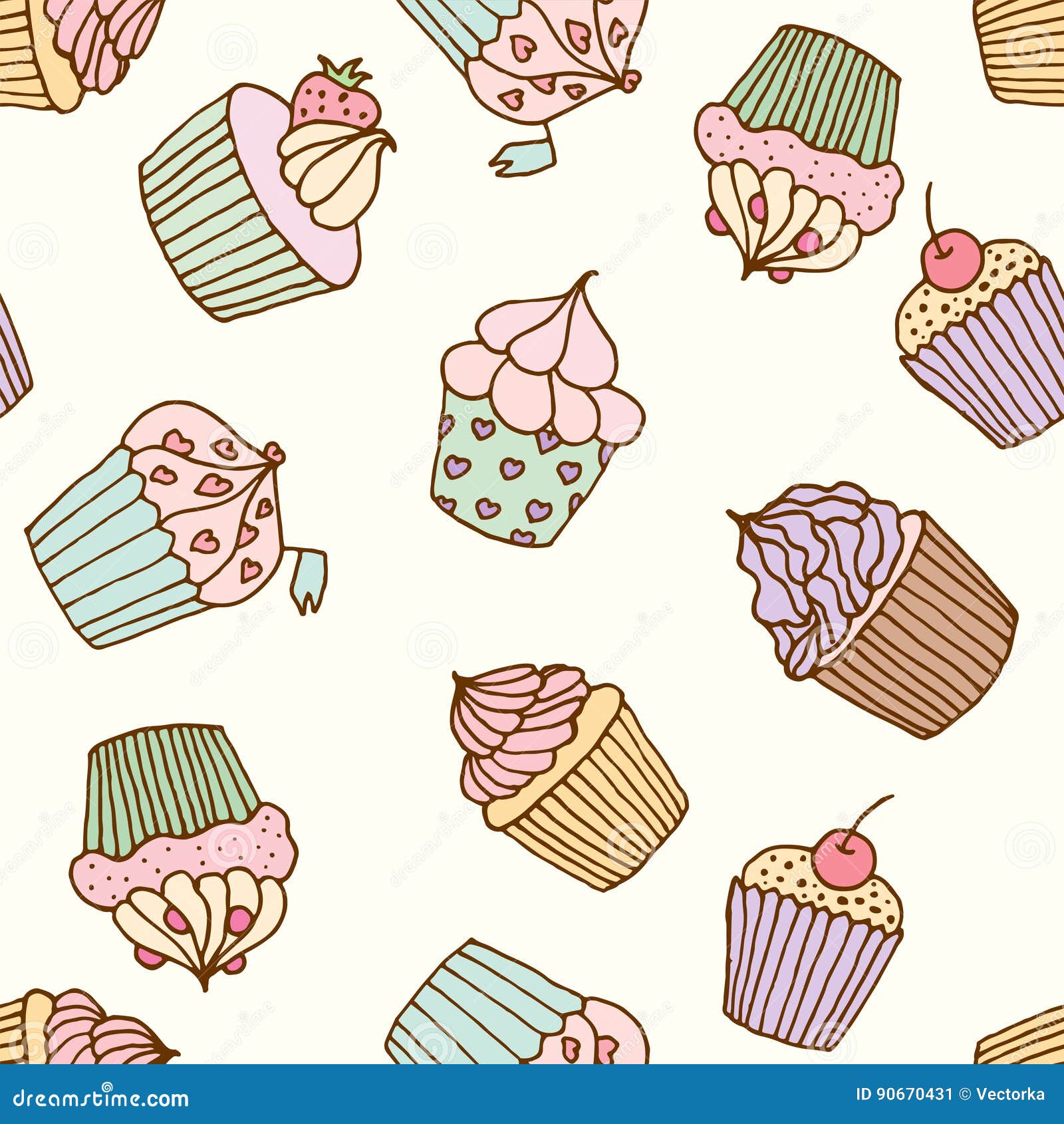 Cupcake Illustration. Pastry Set. Stock Vector - Illustration of ...