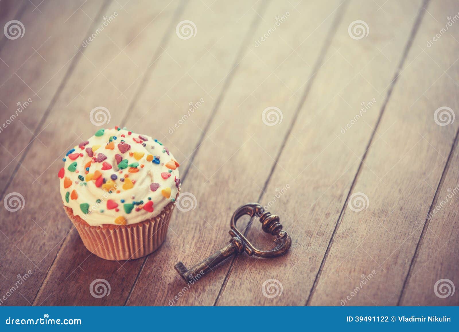 Cupcake and key stock photo. Image of carbohydrates, closeup - 39491122