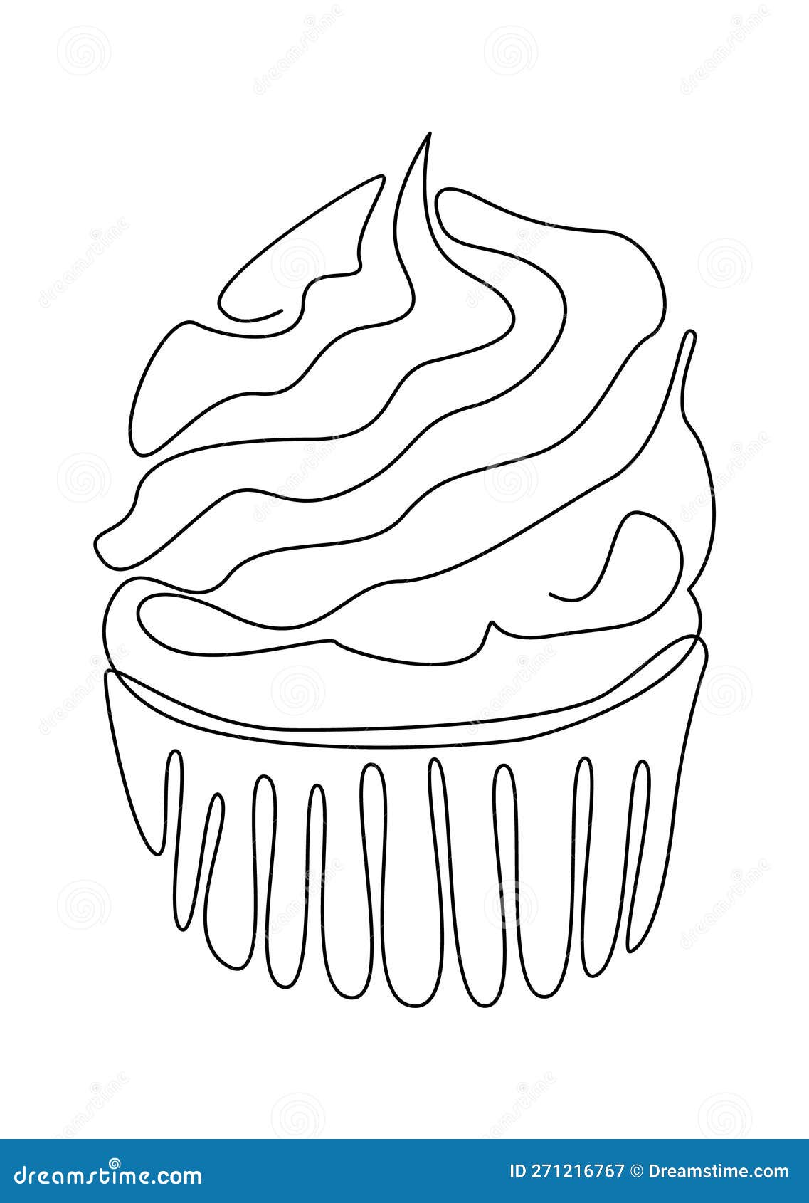 Cupcake Line art dessert stock vector. Illustration of drawing - 271216767