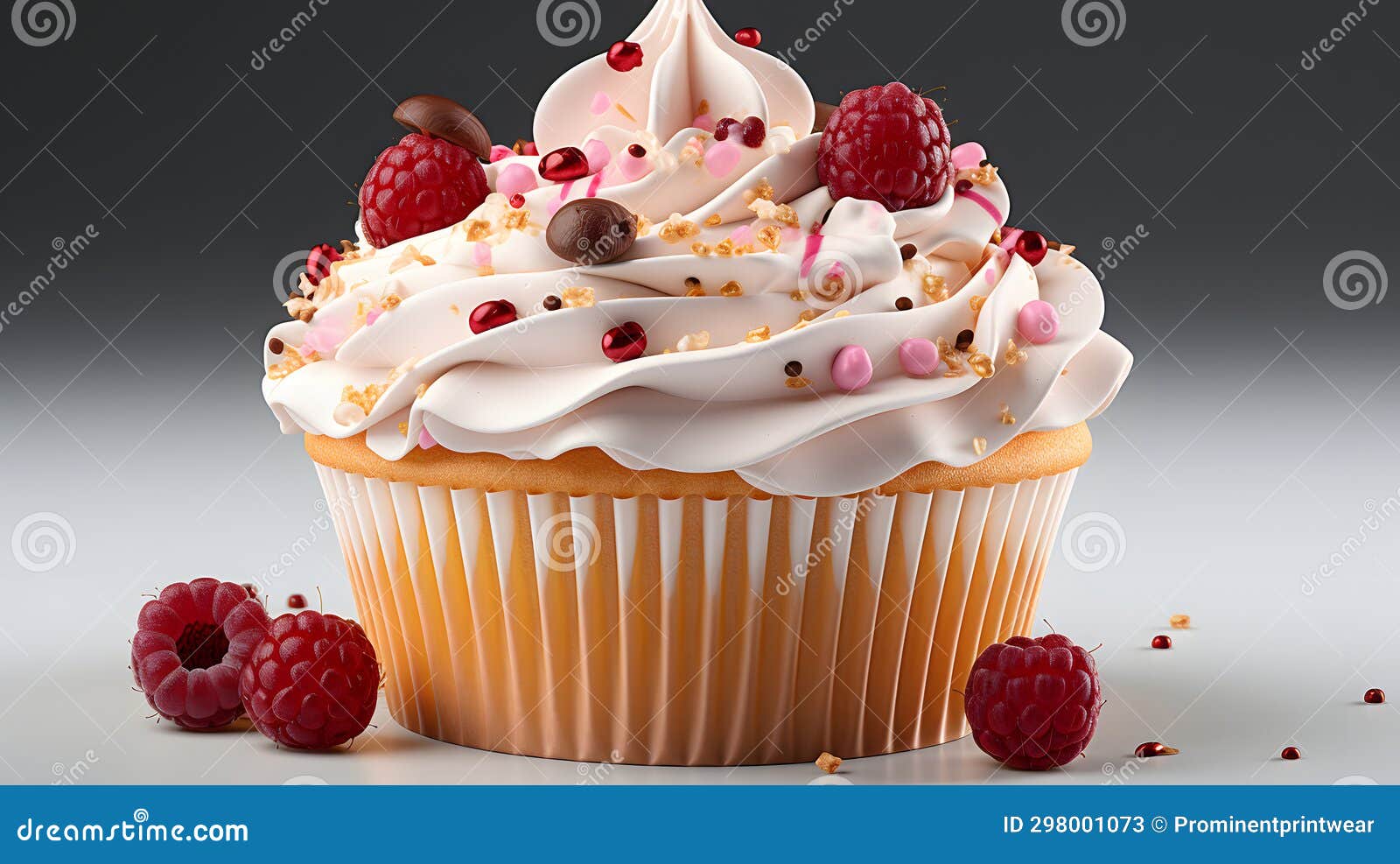 Cupcake Muffin with Icing Frosting on Solid Background. Stock ...