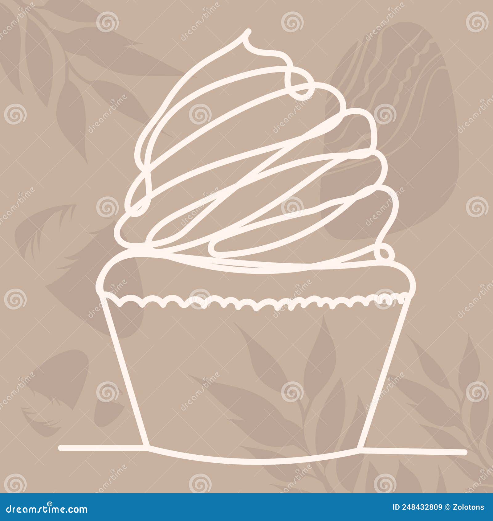 Cupcake One Continuous Line Drawing, Sketch Stock Vector - Illustration ...