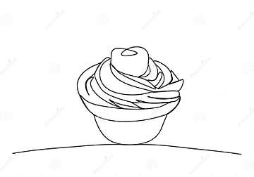 Cupcake, One Line Drawing Vector Illustration Stock Illustration ...
