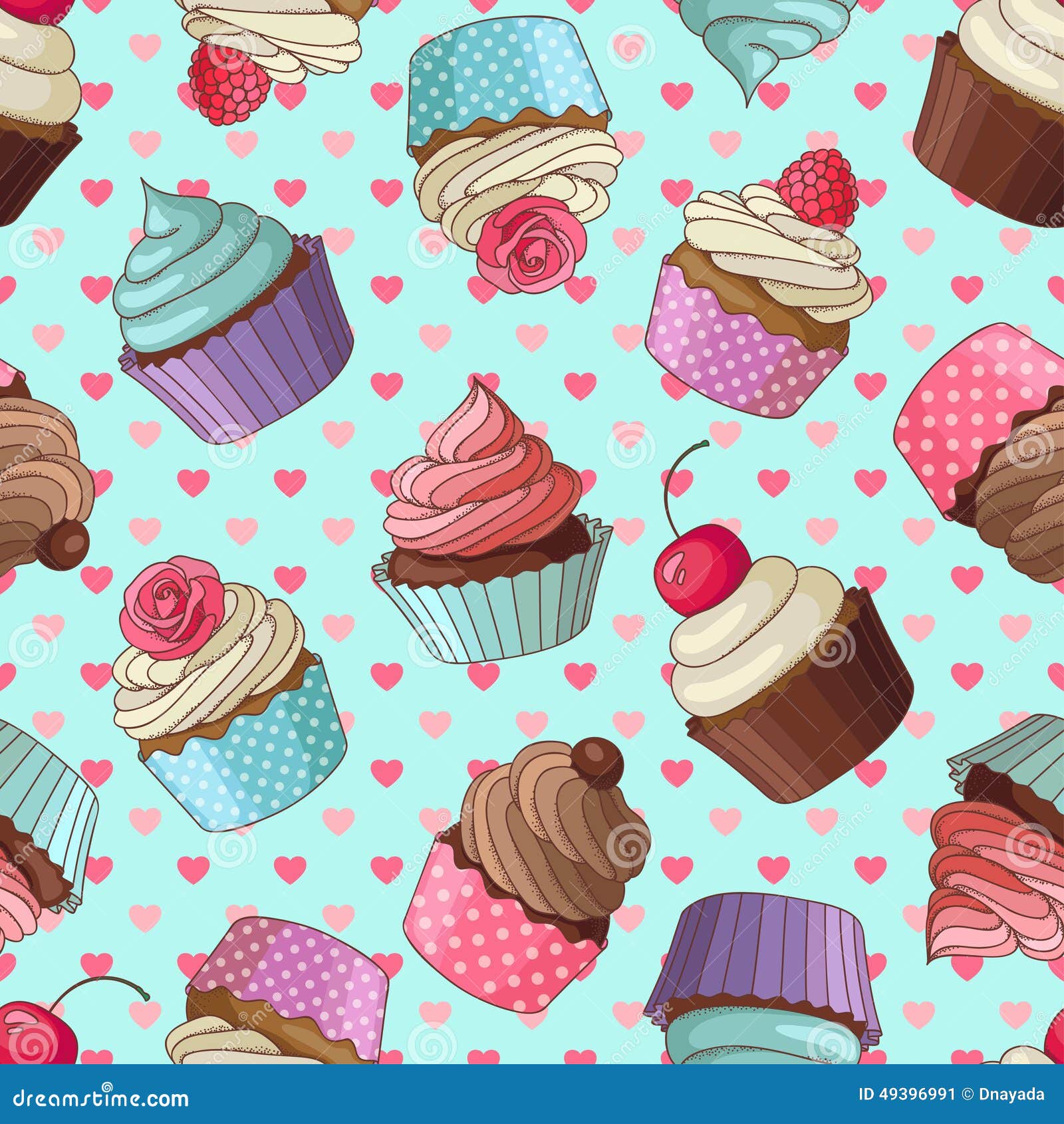 Paper, Party & Kids Papercraft Hearts and Cupcakes Seamless Repeat ...